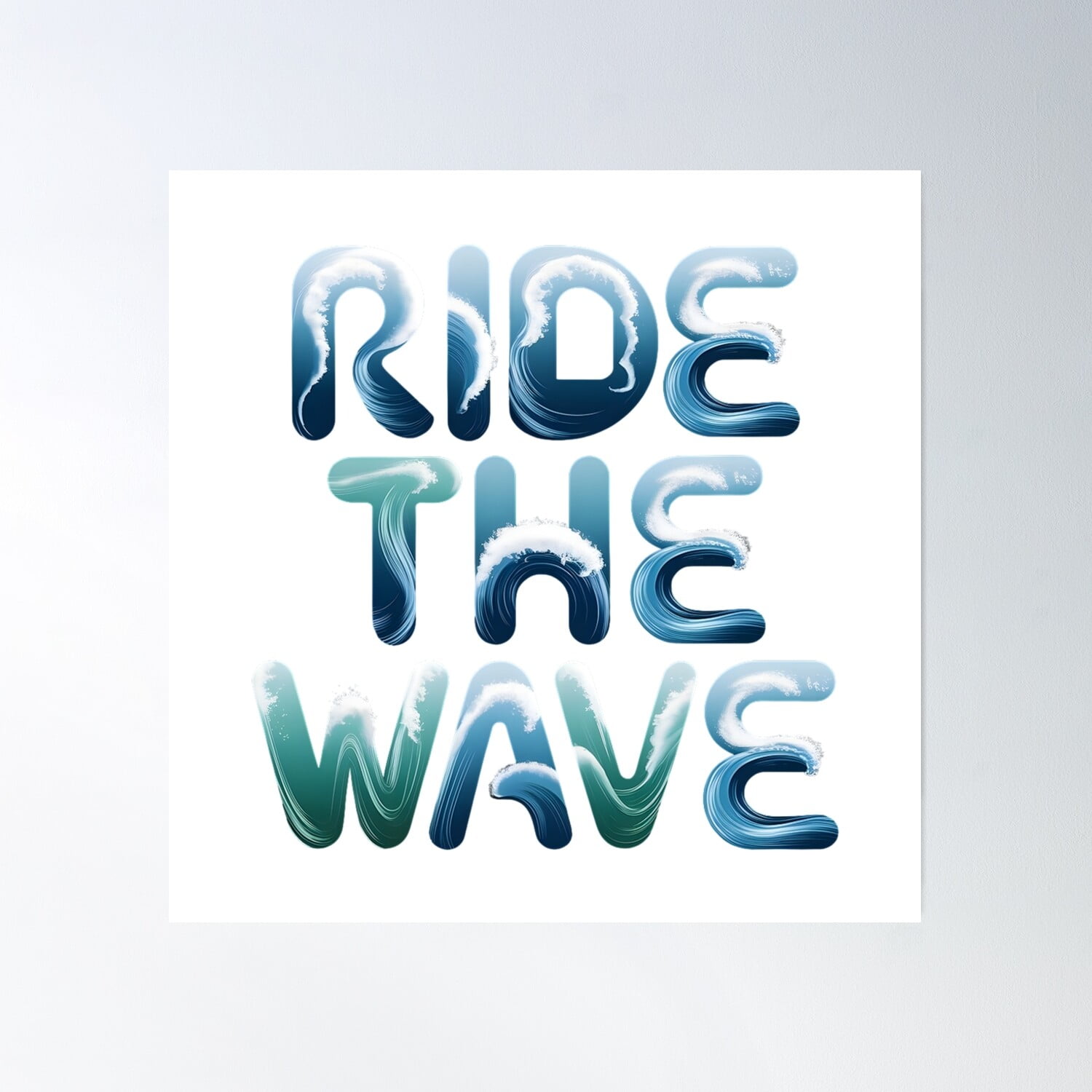 Ride The Wave – Aqua Surf Typography Graphic For Ocean Lovers Poster ...