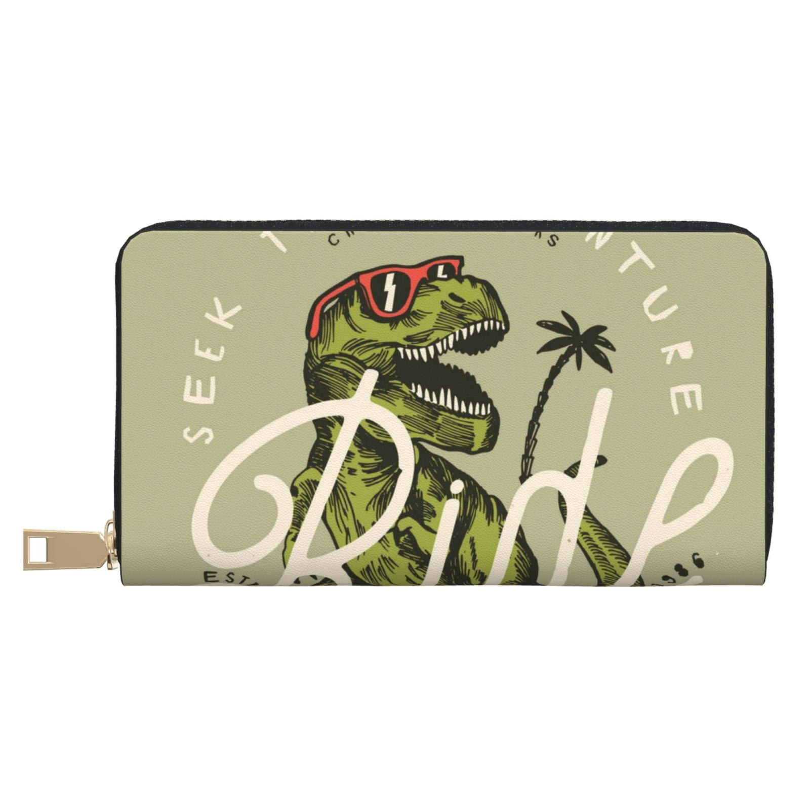Ride The Wave Dinosaur Surfer Wallet Women, Leather Bifold Multi Card ...