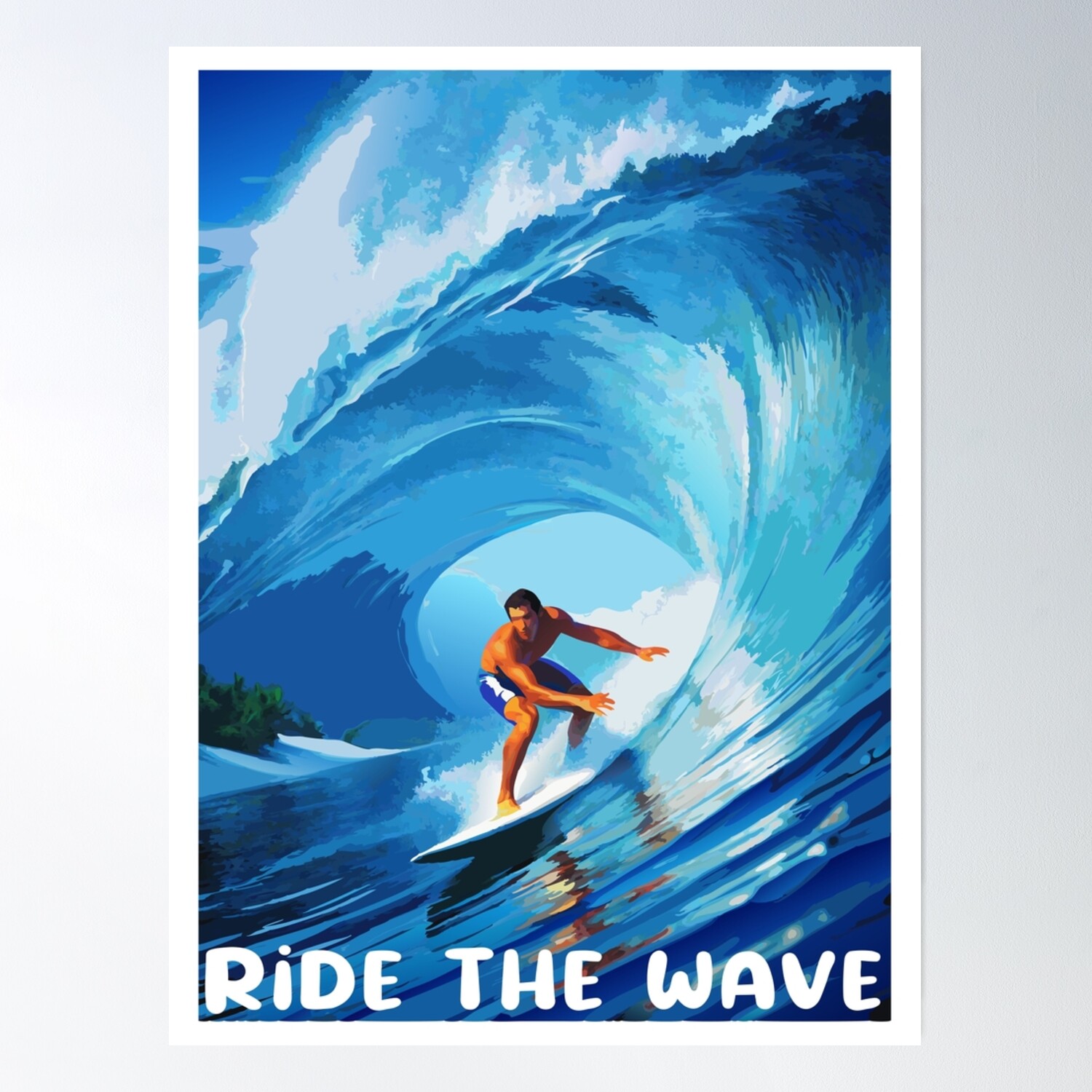 Ride The Wave - Surf Poster Wall Art, Modern Wall Decor, 24x36 UNFRAMED ...