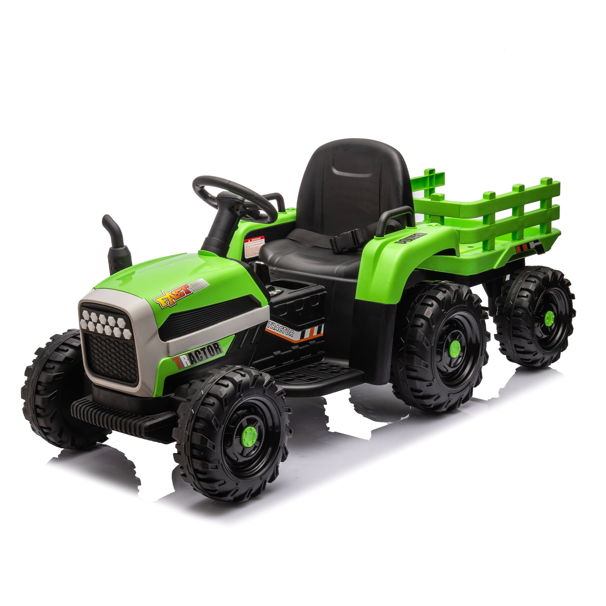 Ride on Tractor with Trailer, 24V Battery Powered Electric Tractor Toy ...