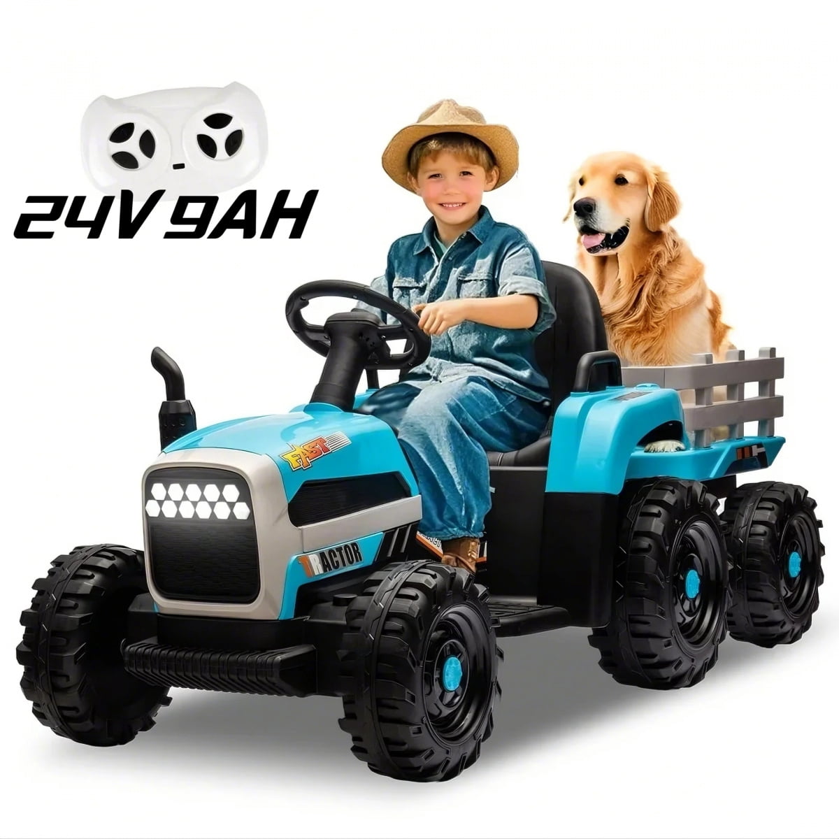 Ride On Tractor With Trailer,24v Battery Powered Electric Tractor Toy ...