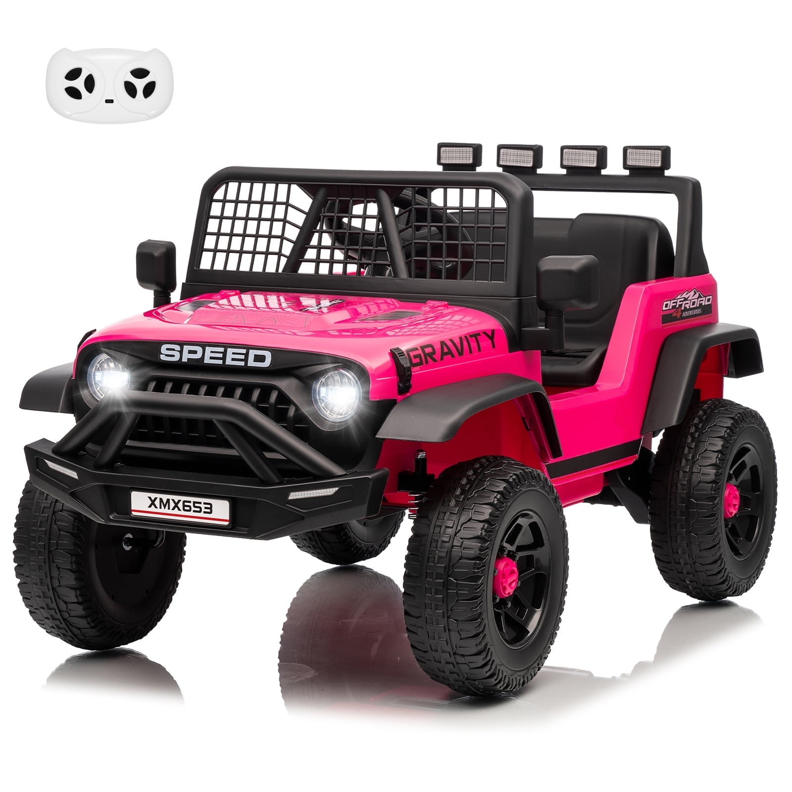 Ride on Car, 12V Battery Powered Vehicle Toy, Remote Control, 3 Speeds ...