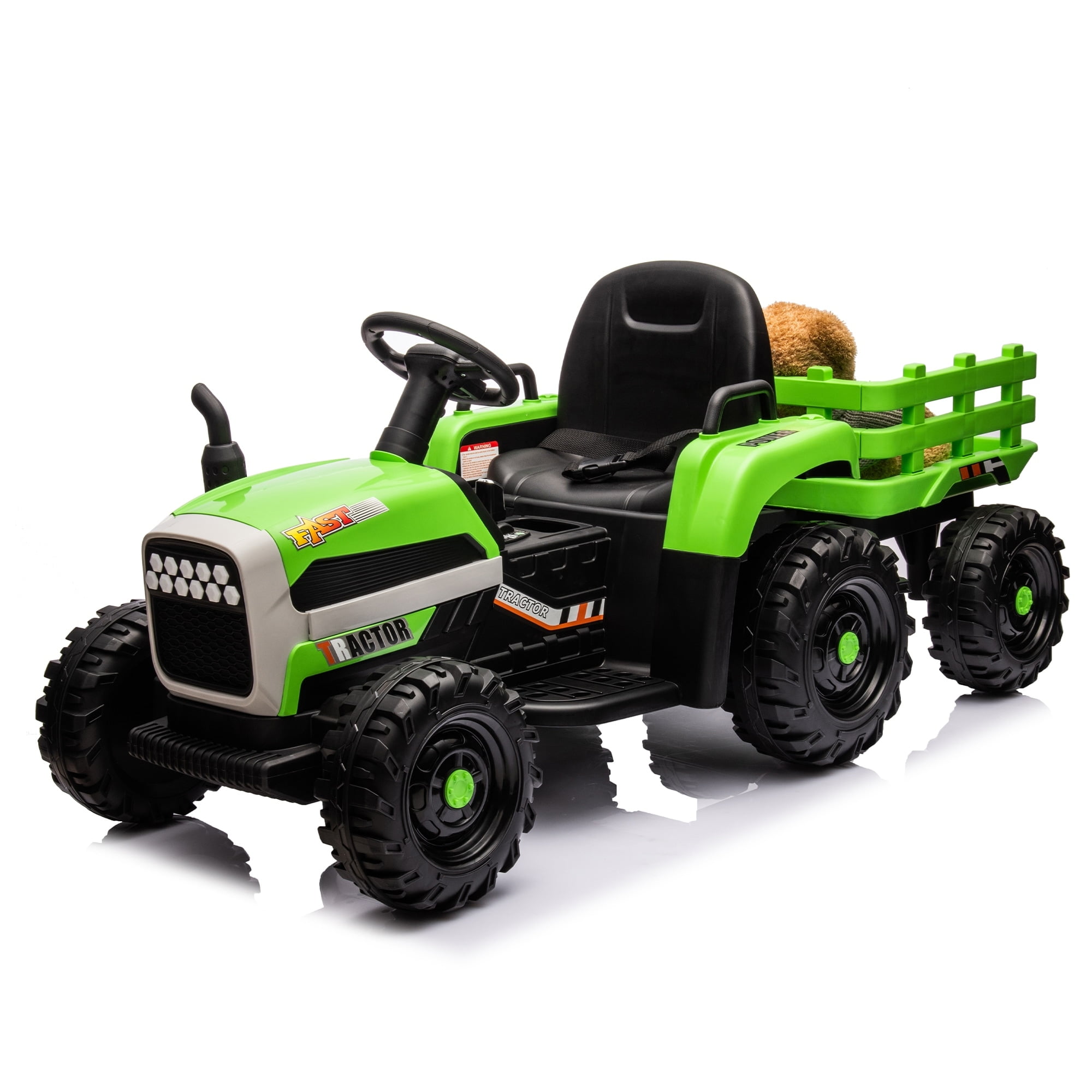 Ride on Tractor with Trailer,12V Battery Powered Electric Tractor Toy w ...