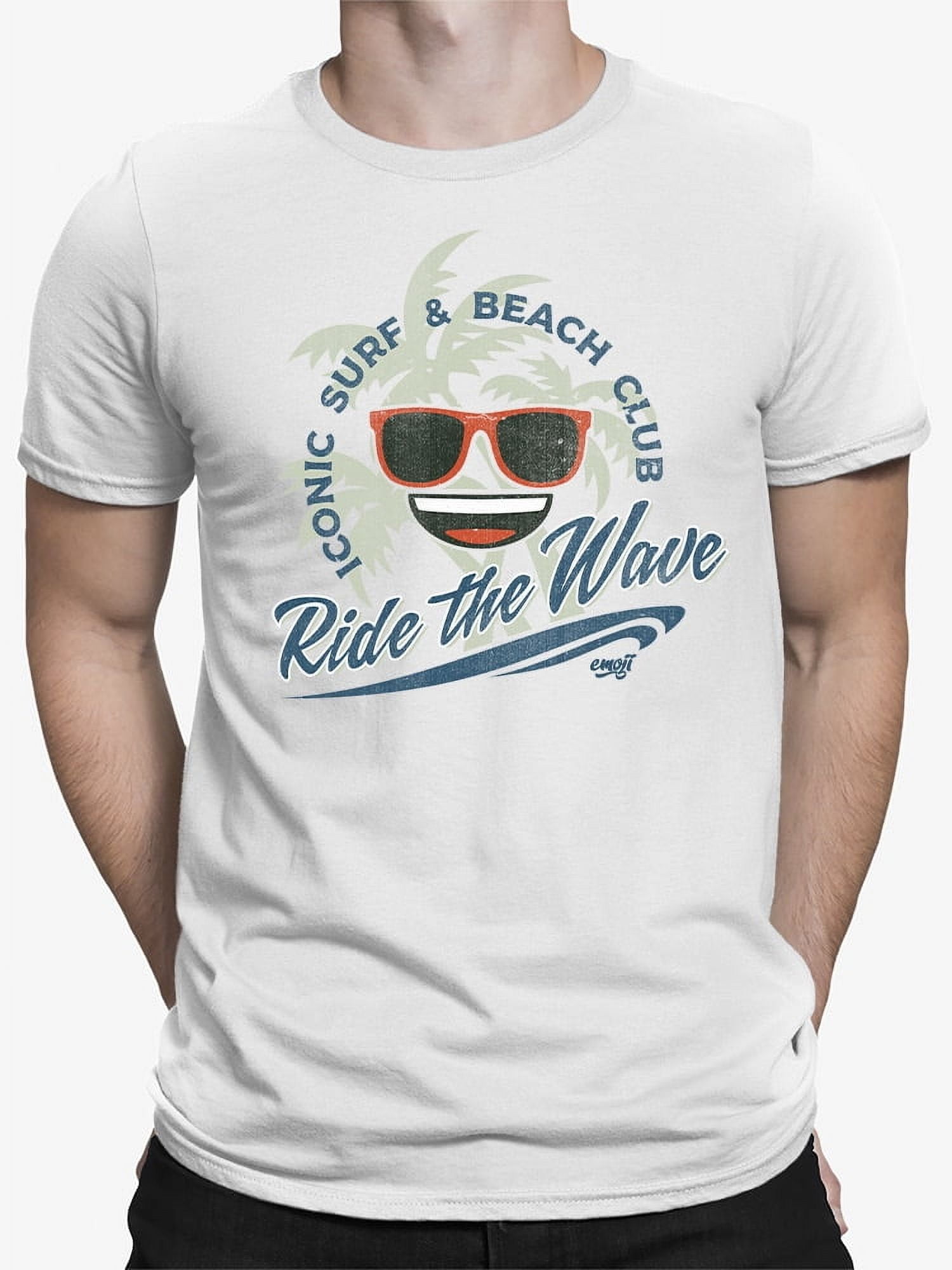 Ride the Wave - Surf Club Beach Vibes Retro Emoji Men's T-shirt ...