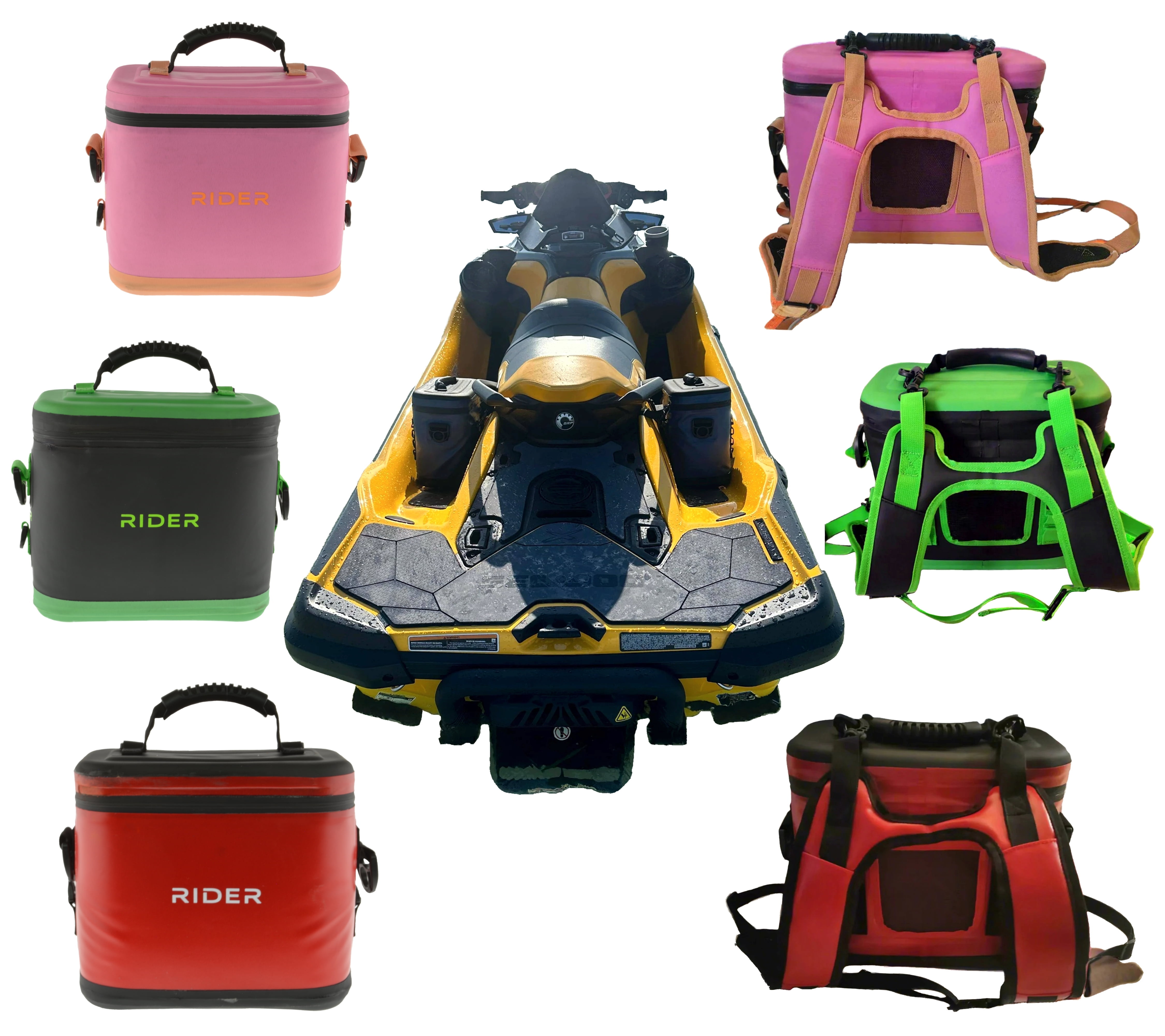 Rider Jet Ski Universal Twin Ice Cooler Bags Saddle Mount & Camping 3 ...