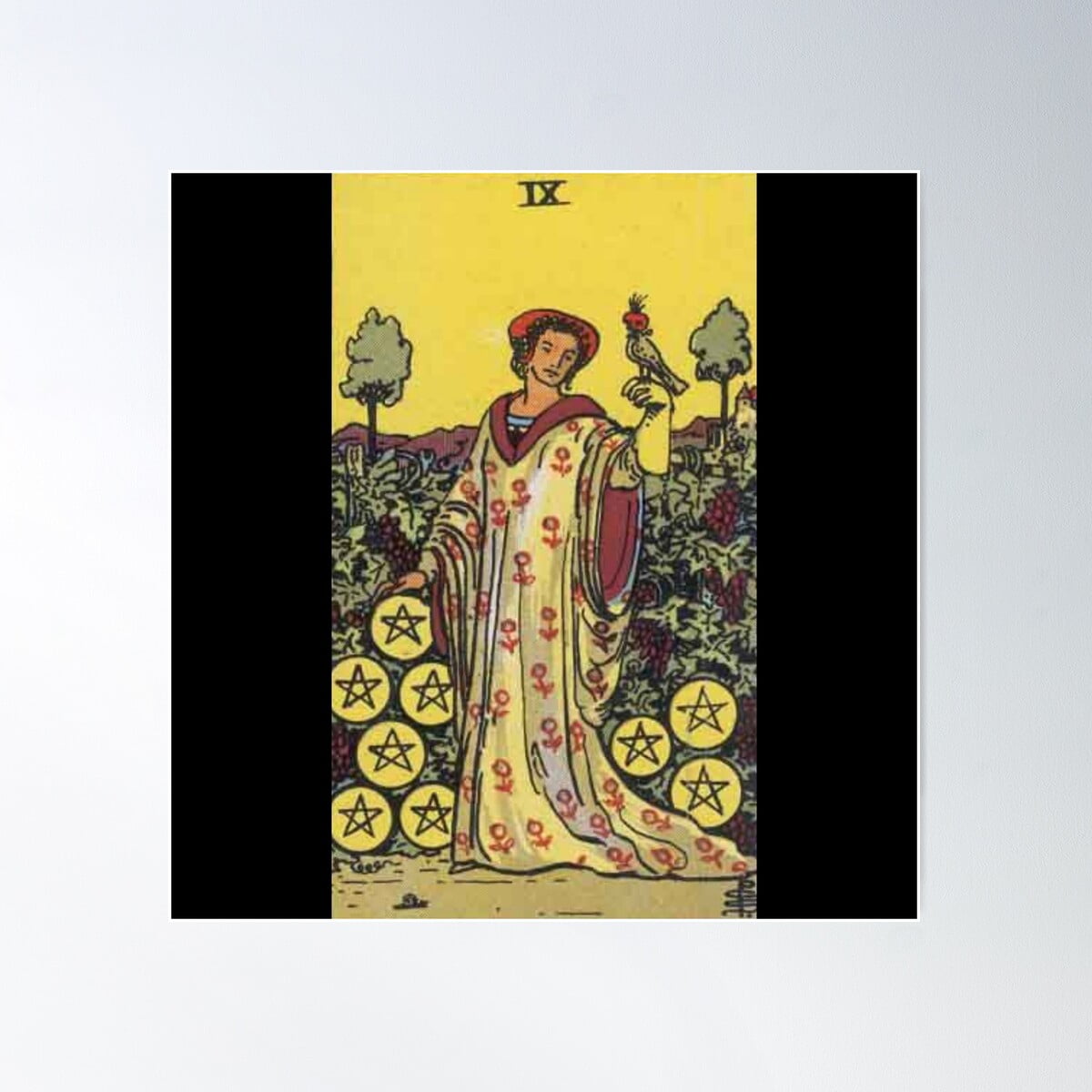 Rider-Waite Tarot, Nine Of Pentacles Poster Wall Art, Modern Wall Decor ...