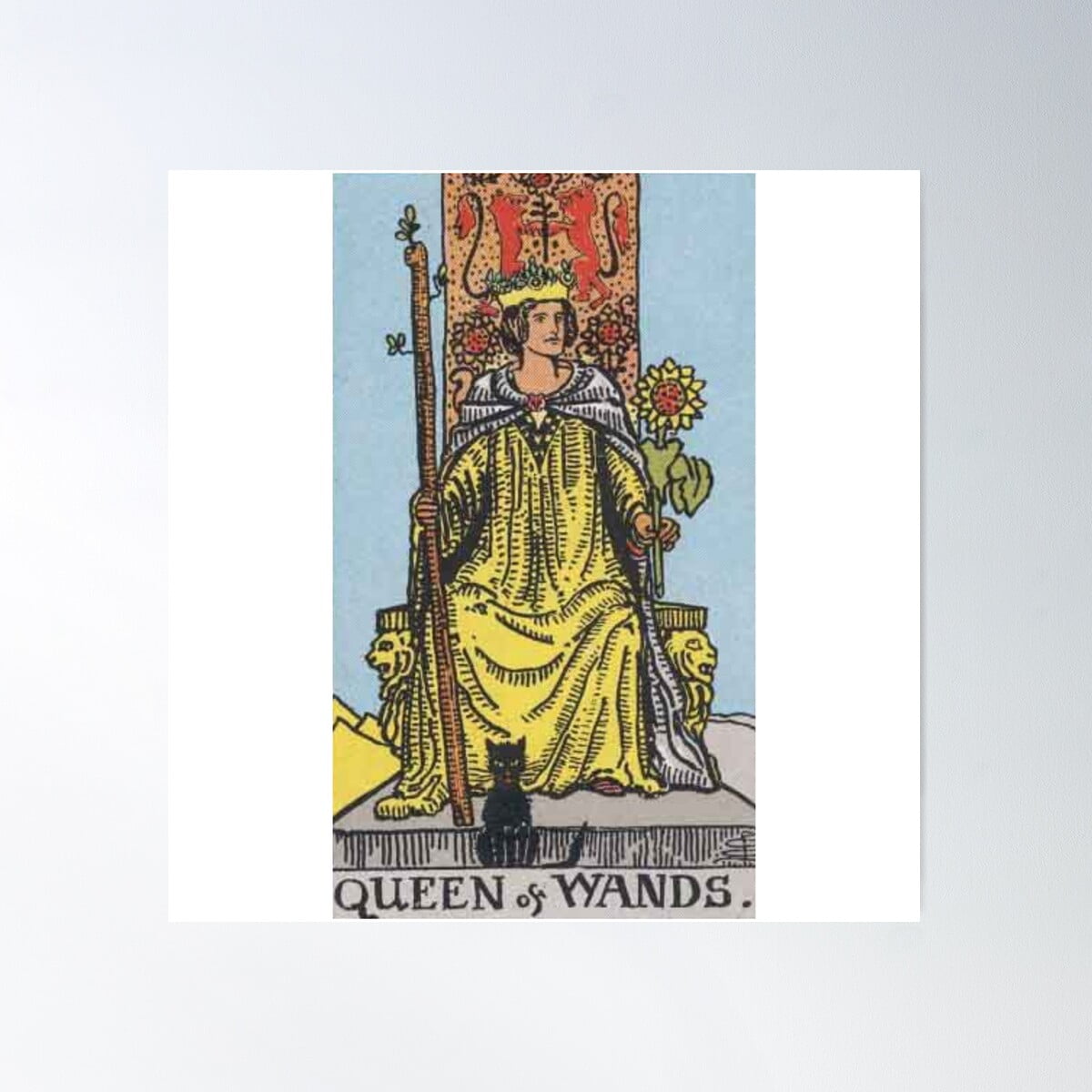 Rider-Waite Tarot, Queen Of Wands Poster Wall Art, Modern Wall Decor ...