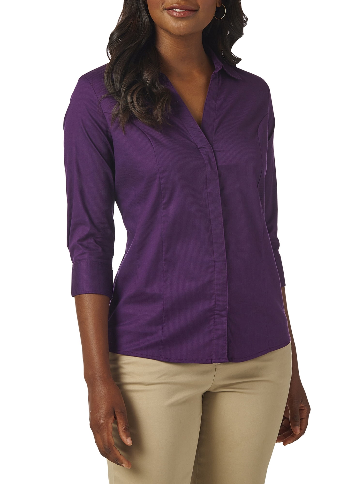 Riders by Lee® Indigo Easy Care 3/4 Sleeve Woven Shirt - Walmart.com