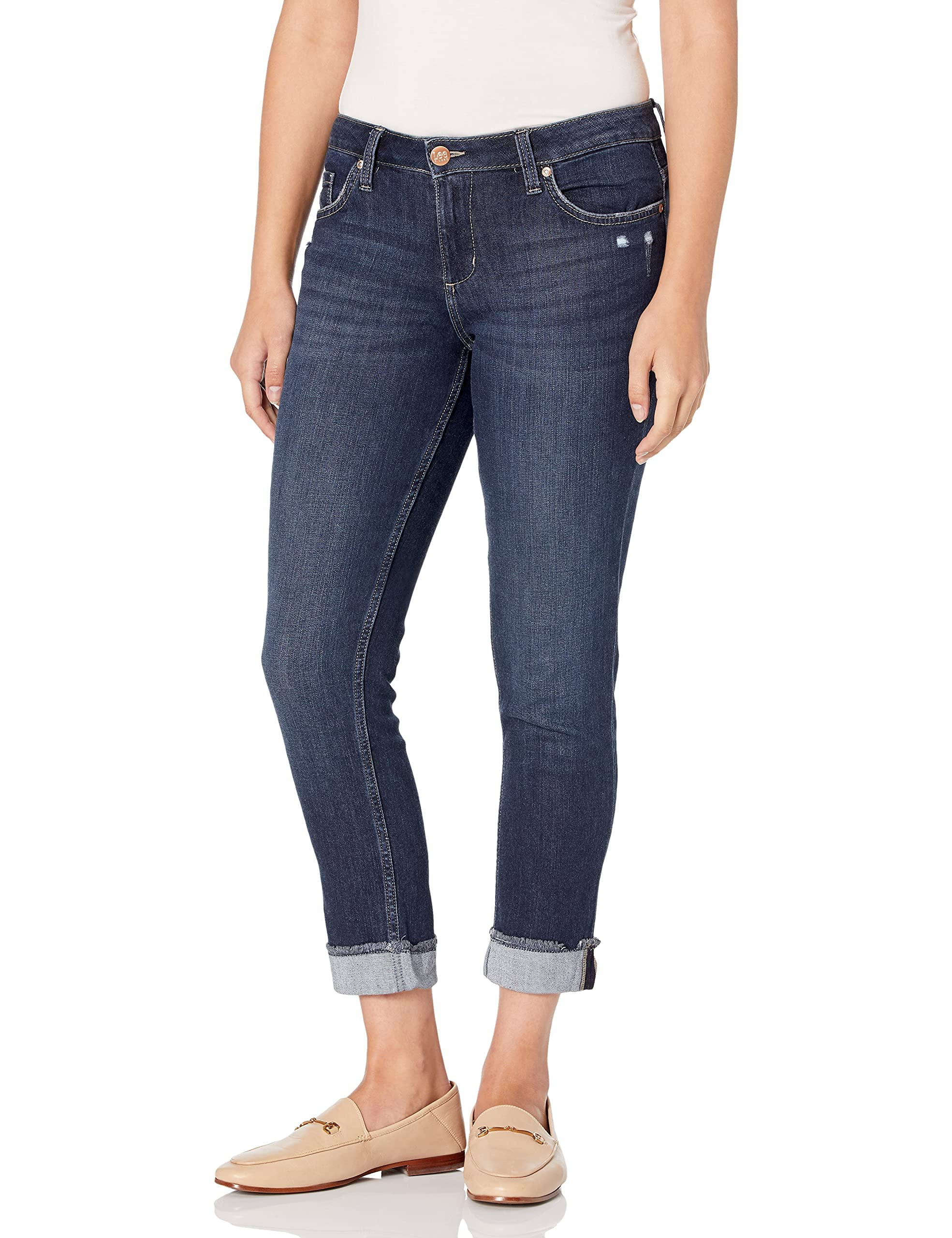 Riders by Lee® Indigo Fringe Cuff Boyfriend Jean - Walmart.com