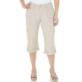 Lee Riders Women's Cotton Cargo Capris with Pockets, Button & Zipper ...