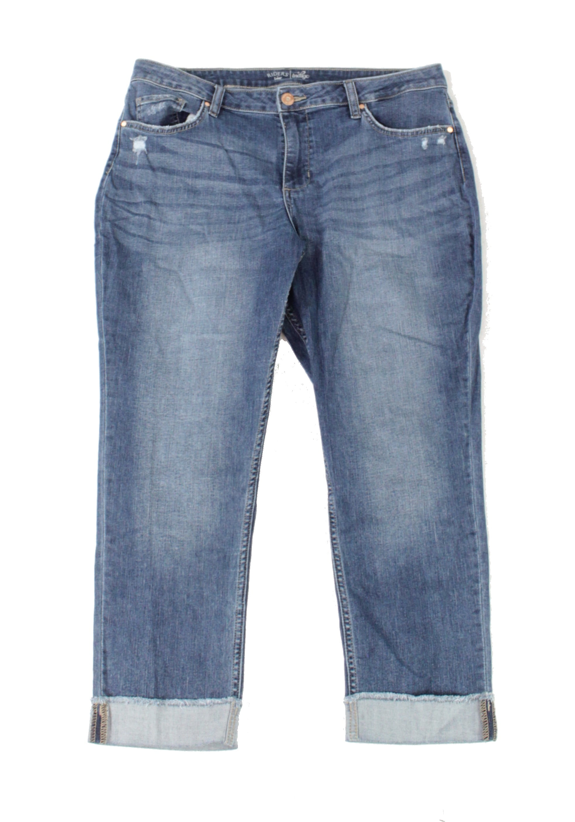 Riders by Lee Women's Indigo Fringe Cuff Boyfriend Jean - Walmart.com