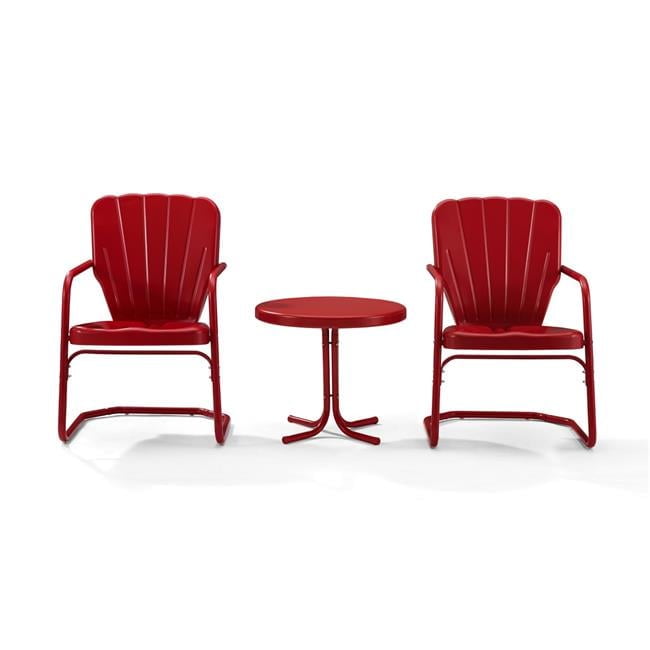Ridgeland 3 Piece Metal Conversation Seating Set in Bright Red Gloss ...