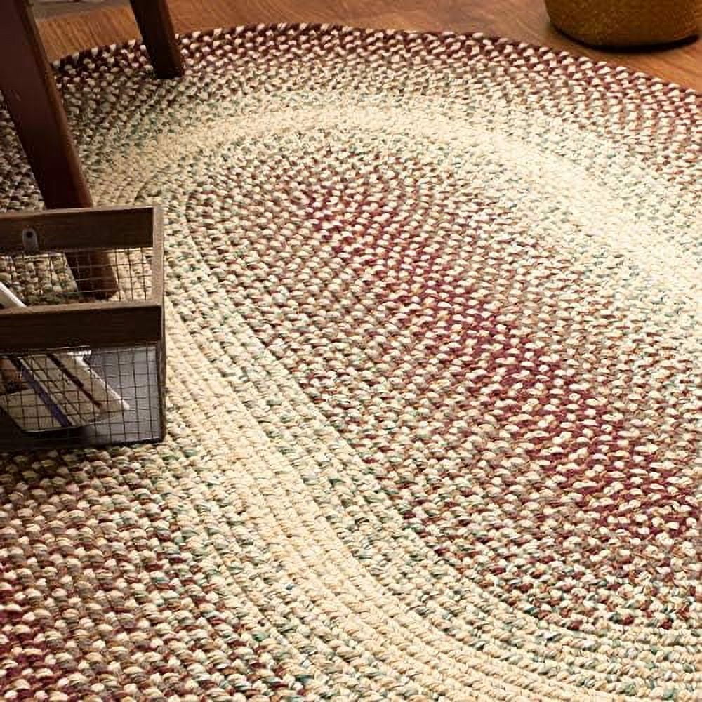 Ridgewood Farmhouse Braided Rug For Kitchen And Living Room Burgundy ...