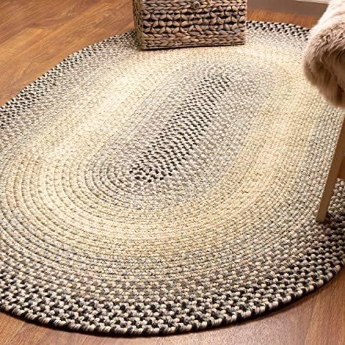 Ridgewood Farmhouse Braided Rug For Kitchen And Living Room Graphite ...