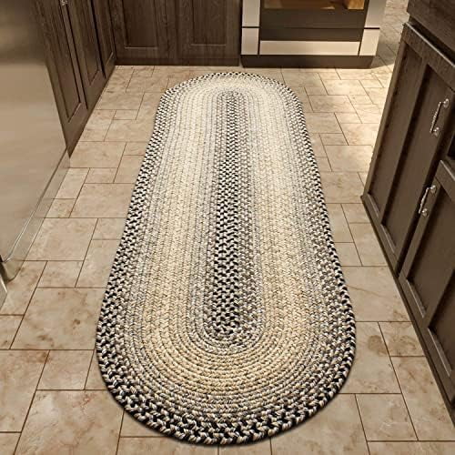 Ridgewood Farmhouse Braided Rug For Kitchen And Living Room Graphite ...