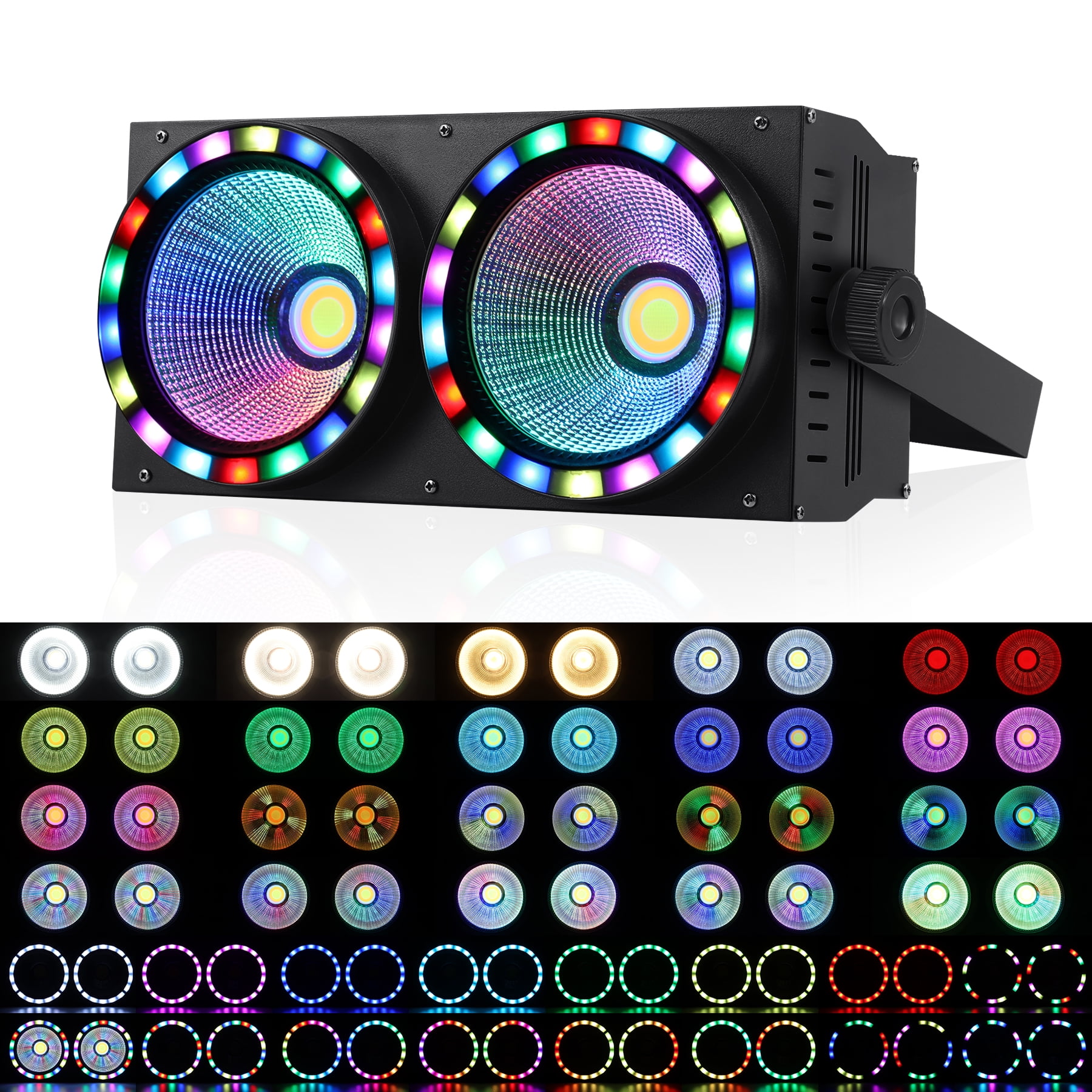 Ridgeyard 200W COB Par Light with RGB Pixel Ring LED Blinder & Strobe ...