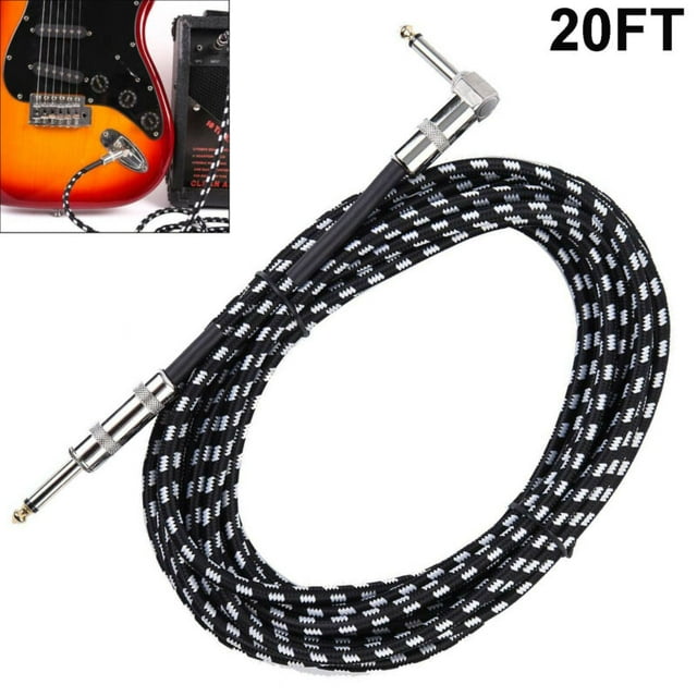 Ridgeyard 20ft NOISELESS Electric Guitar Bass Cable Musical Cord 1/4 ...