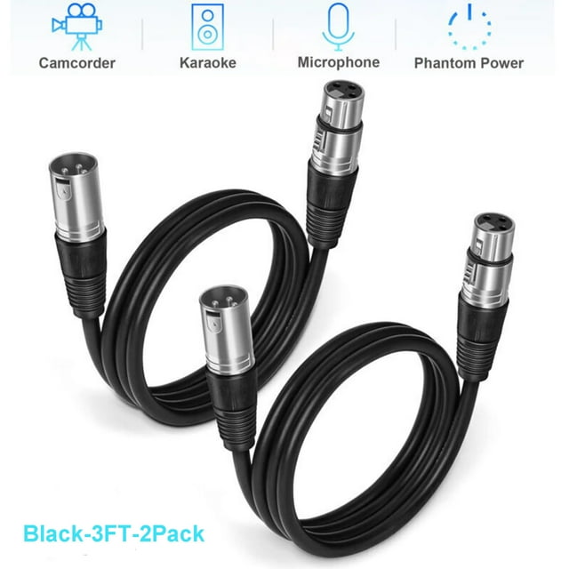 Ridgeyard 2PCS Flexible 3FT XLR Cable Male to Female Microphone Mic ...
