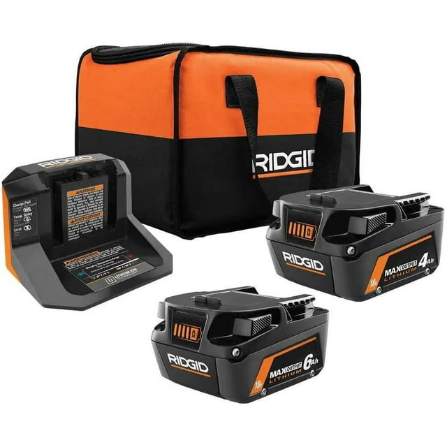 Ridgid 18V Power Tool Batteries, 6.0 Ah and 4.0 Ah MAX Output Lithium ...