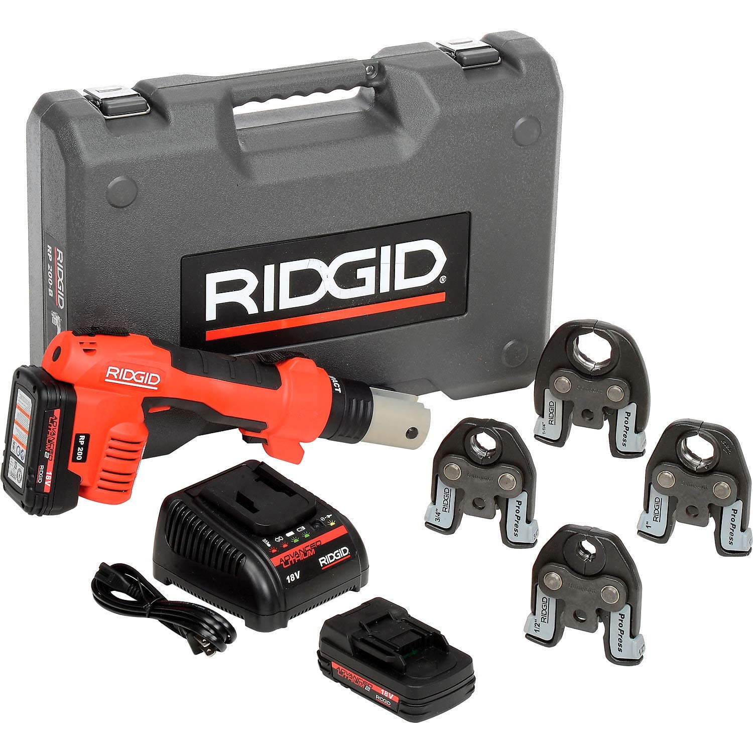 "Ridgid Cordless Power Battery Press Tool Kit with ProPress Jaws 1/2 ...
