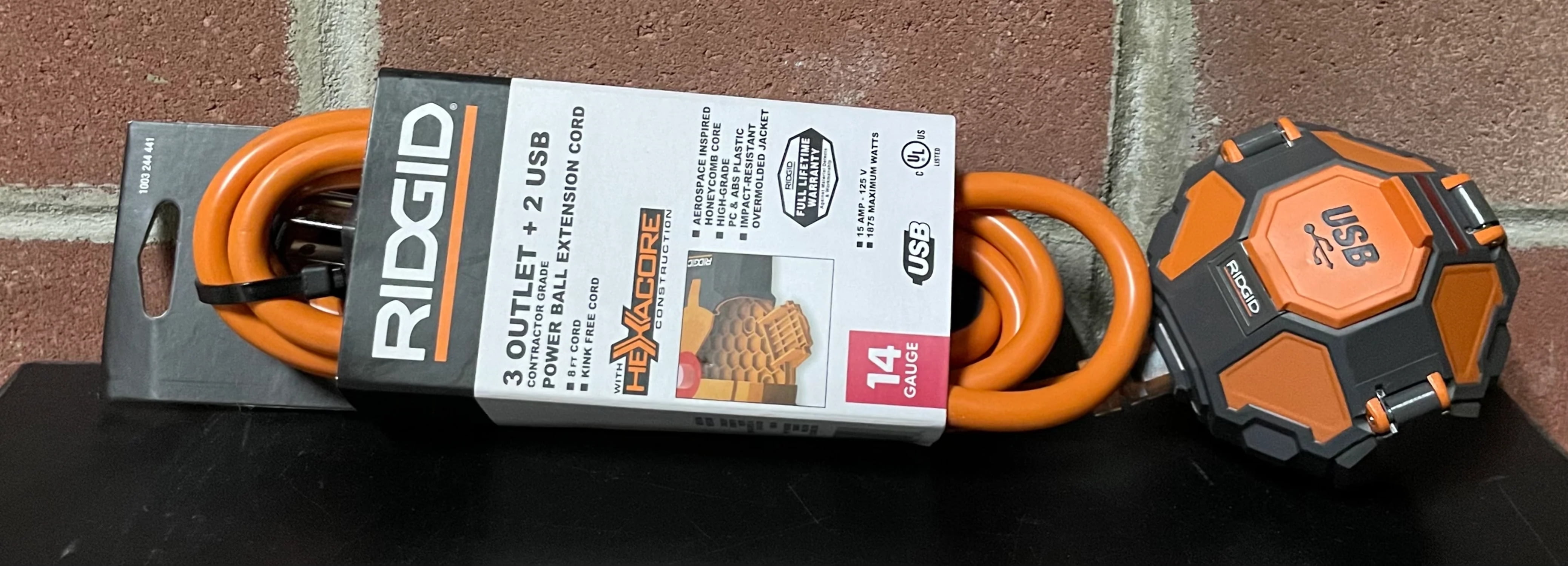 Ridgid 8' 14 Gauge 3 Outlet Power Ball Extension Cord - Walmart.com
