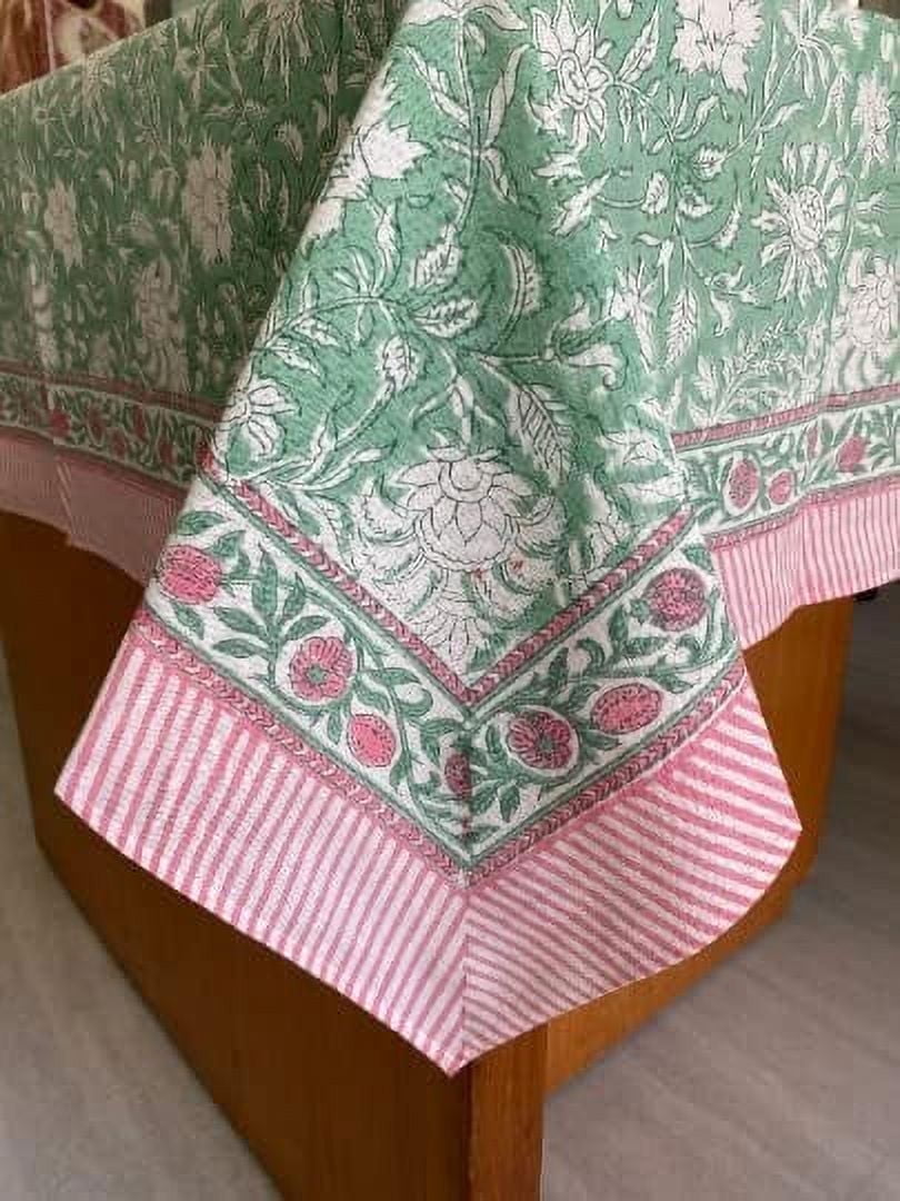 Ridhi -Mint Green Pink and White 72x190 Inch rectangle Cotton indian ...