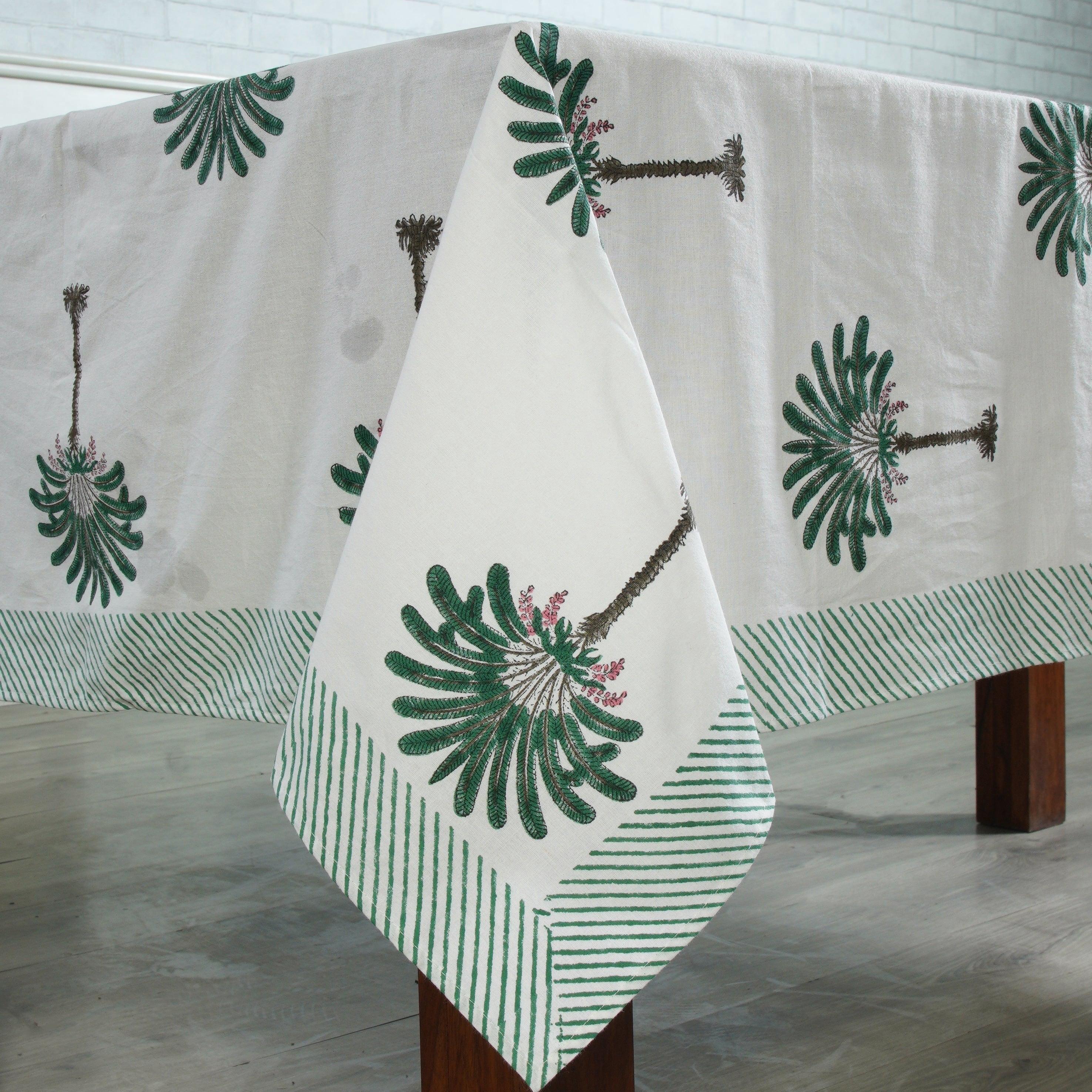Ridhi - Pine Green and Peanut Brown 72x160 Inch rectangle Cotton indian ...