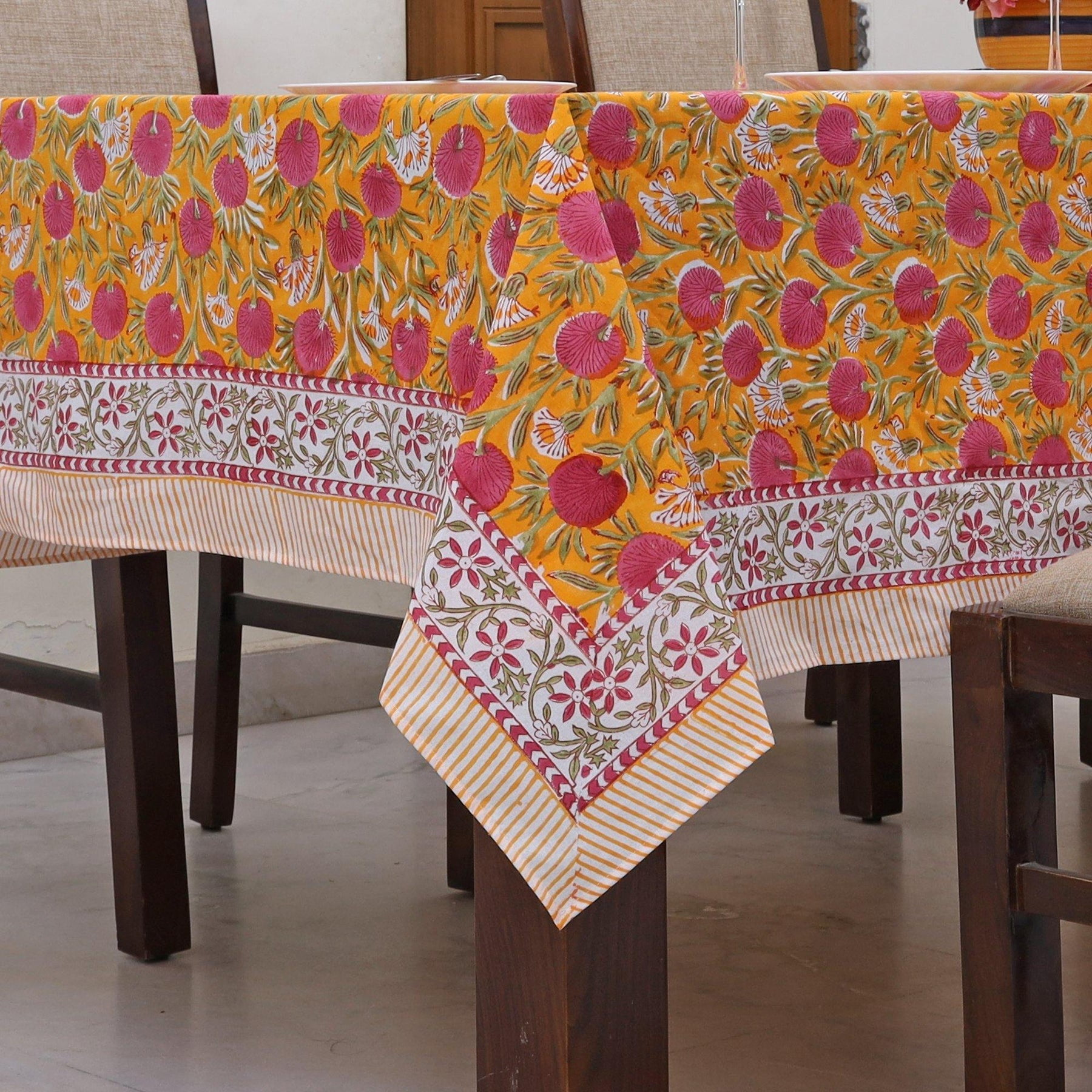 Ridhi -Tangerine Orange Bubblegum Pink 60x60 Inch Square Cotton Indian ...