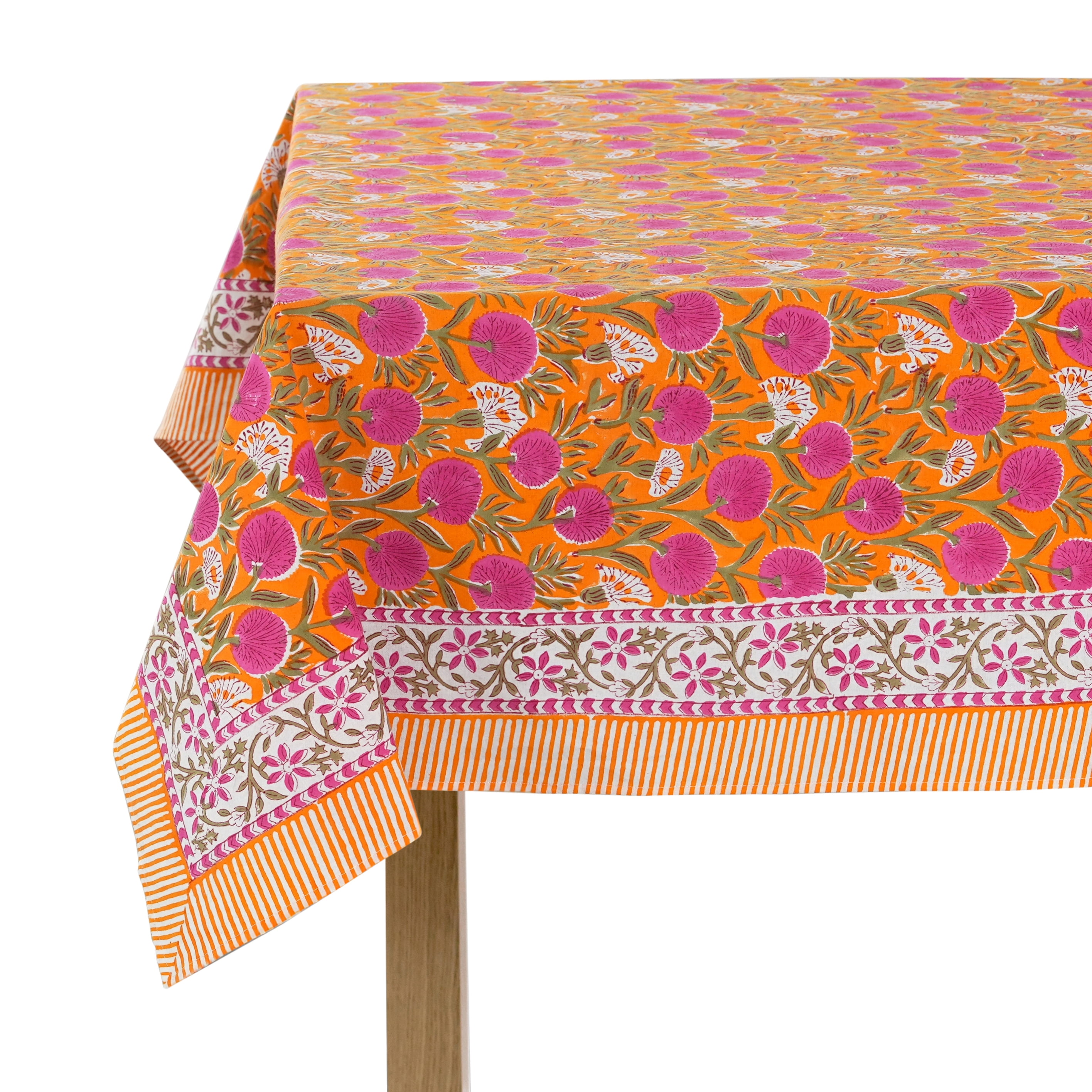 Ridhi Tangerine Orange,Bubblegum Pink 72x140 rectangle Cotton indian ...