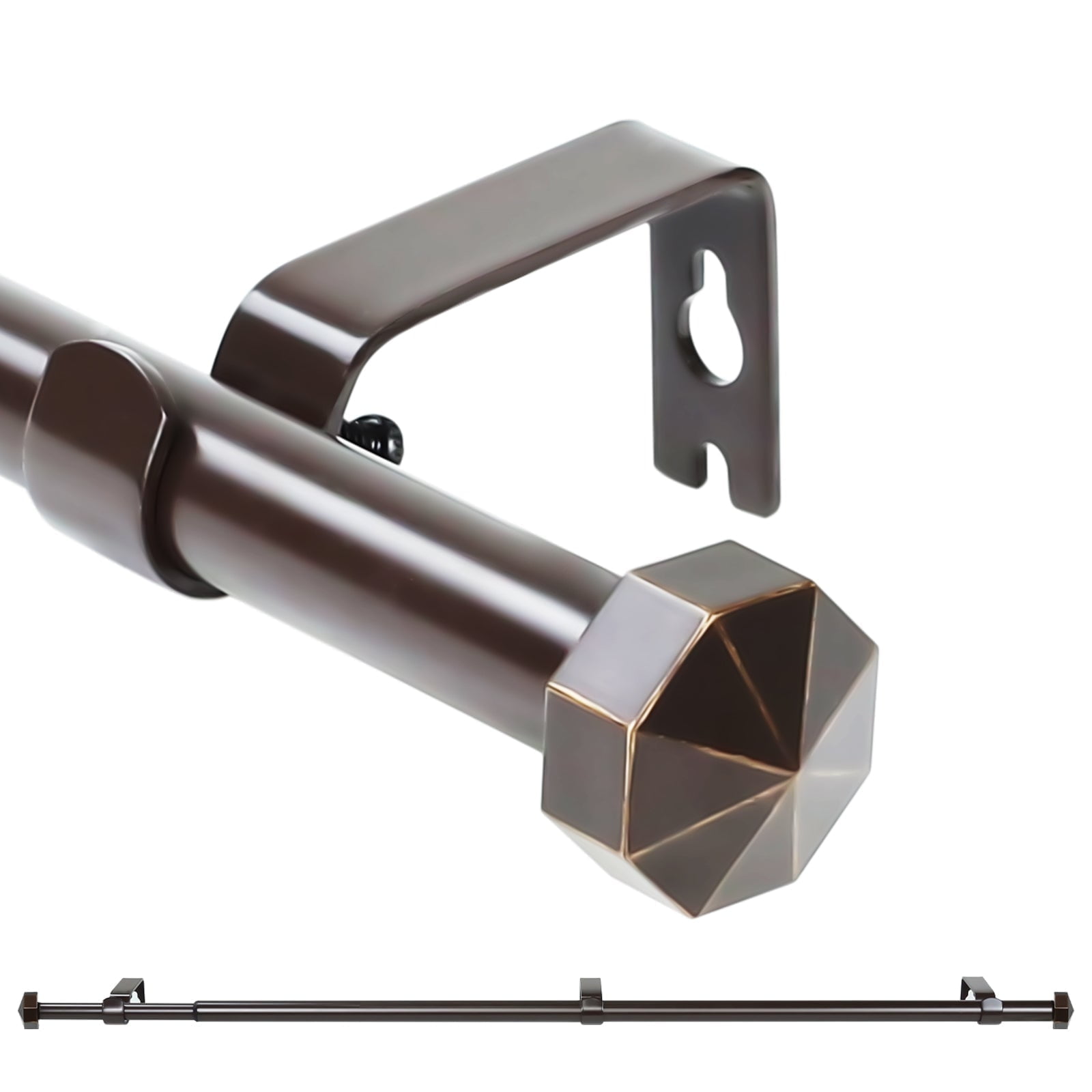 Ridicili 5/8" Single Telescoping Curtain Rod with Octagonal Finials,48 ...