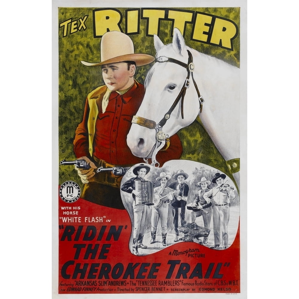 Ridin' The Cherokee Trail Top Left: Tex Ritter 1941. Movie Poster ...