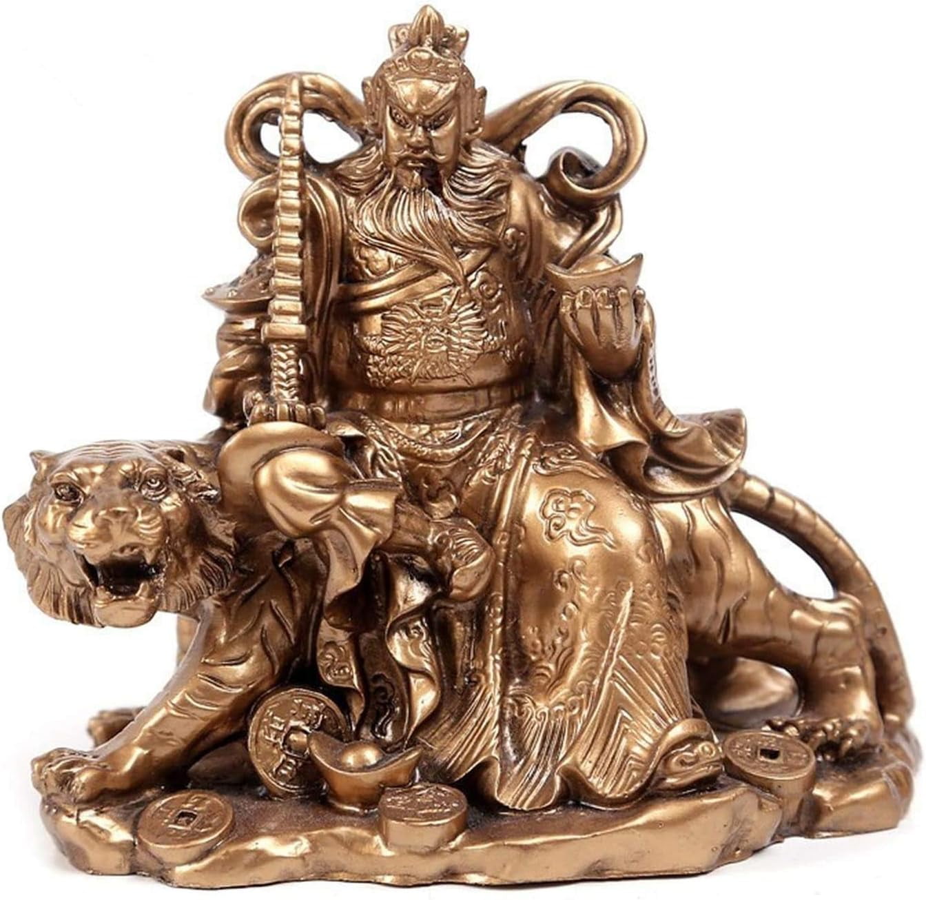 Riding A Tiger Fortuna Buddha Sculpture Resin Domineering Home Feng ...