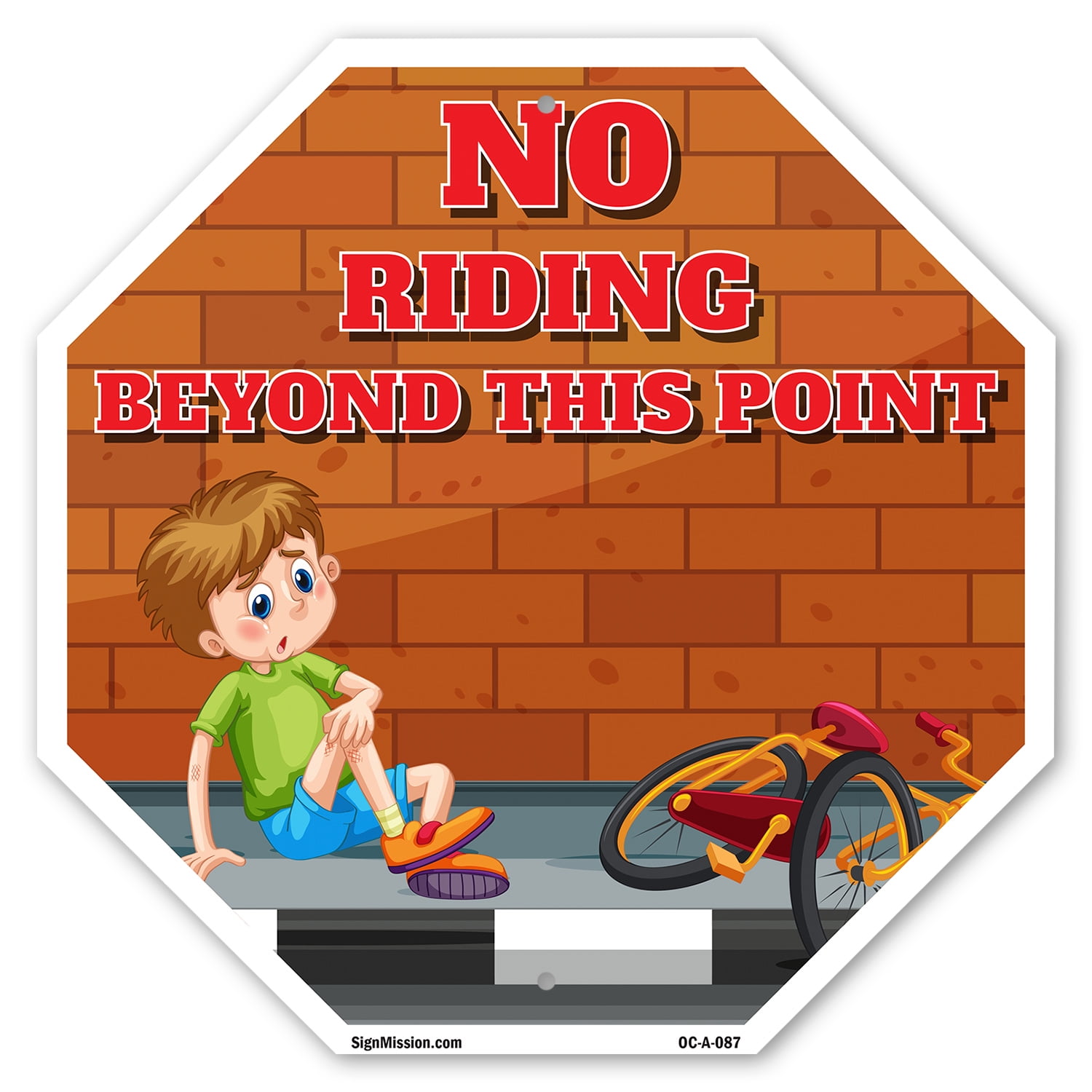 No Riding Beyond This Point 10 inch X 10 inch Octagon Rust Free ...