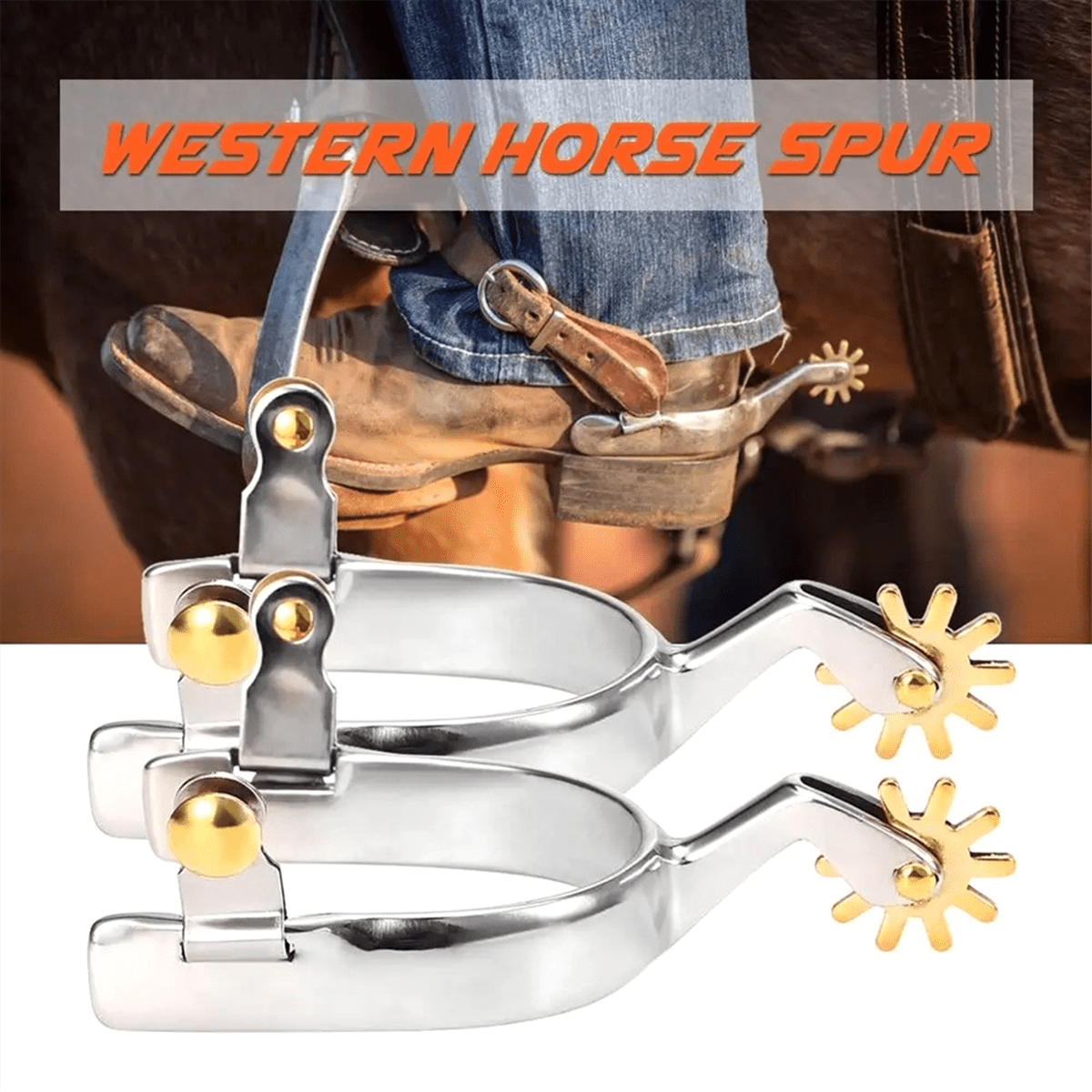 Riding Boots Spurs Anti-Rust Western Horse Spurs Stainless Steel with ...