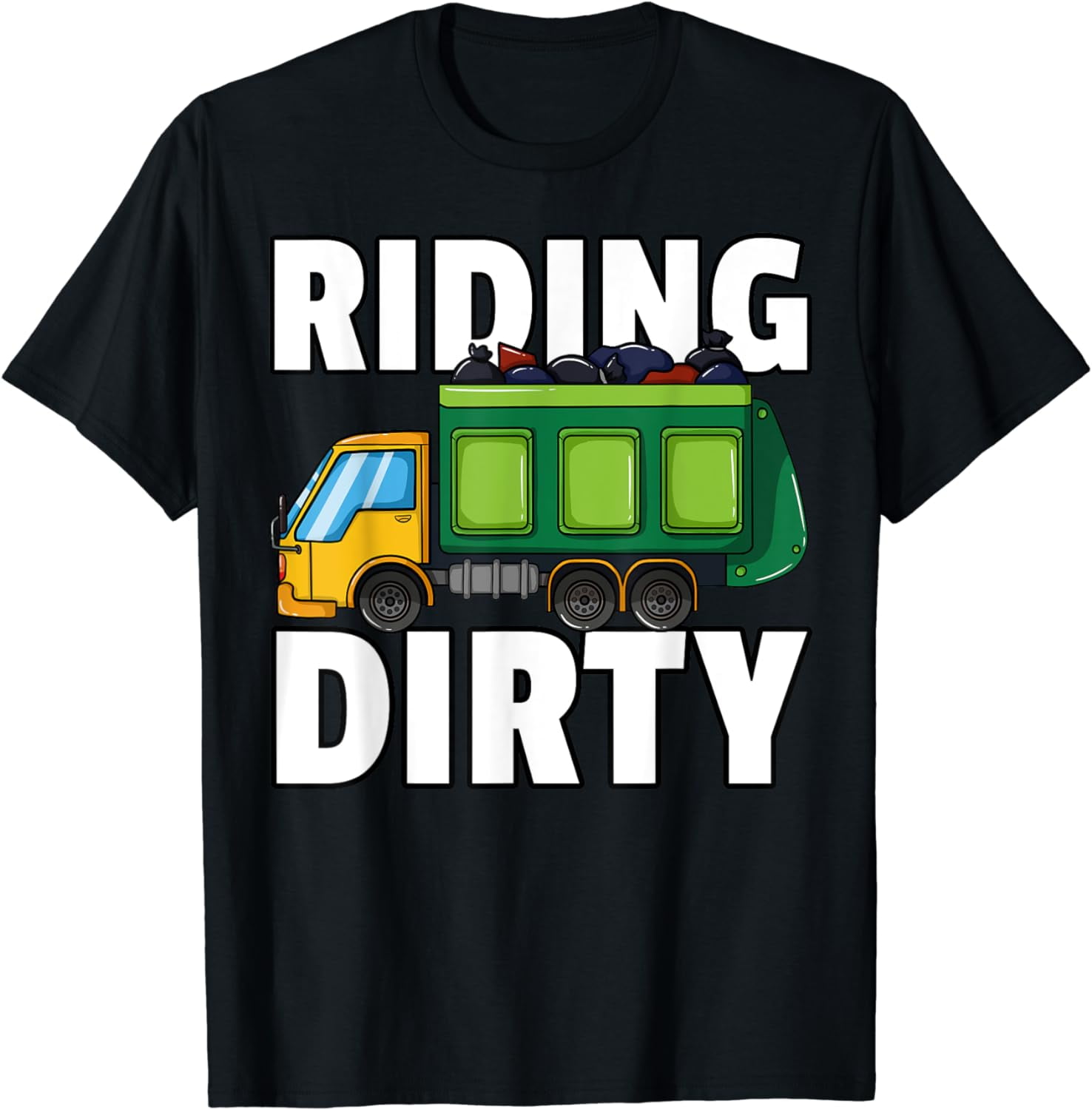 Riding Dirty Garbage Day Gift Trash Truck Recycling Man Kids T-Shirt ...