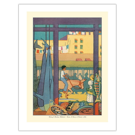 Riding a Donkey (Kēkake) - Book Plate From Kimo A Story of Hawaii ...