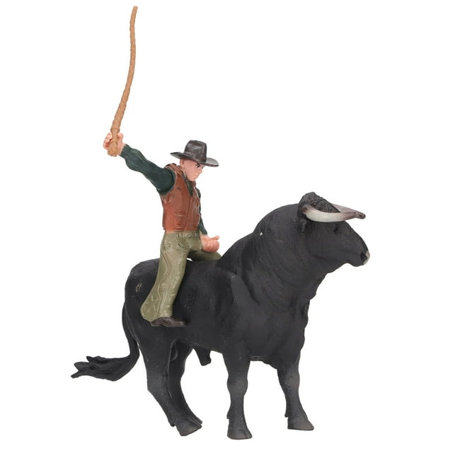 Riding Figurine Cowboy Model, Spanish Bullfighting Cow Model Rodeo Toys ...