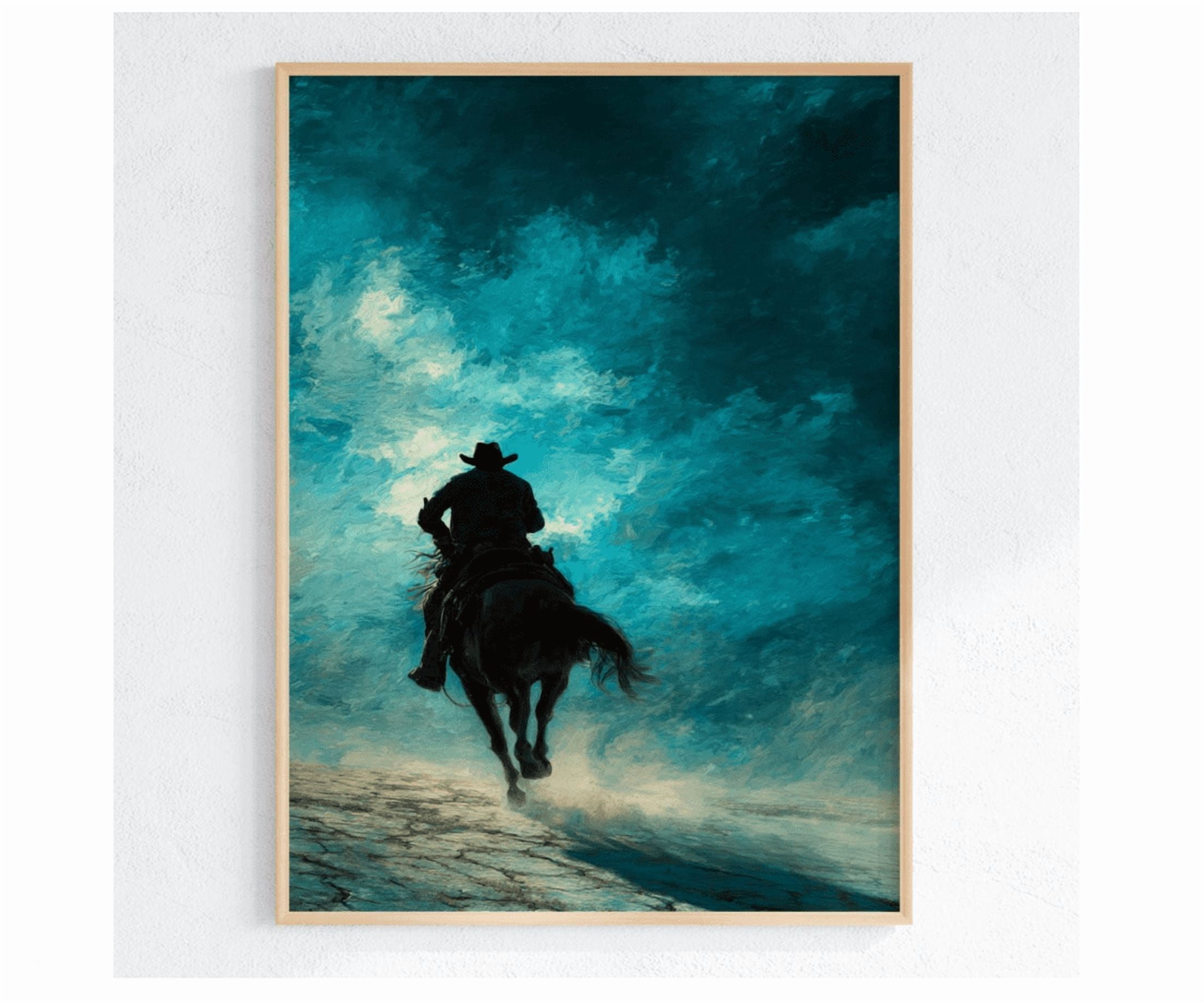 Riding Into the Storm Art Print Cinematic Western Wall Decor Moody ...
