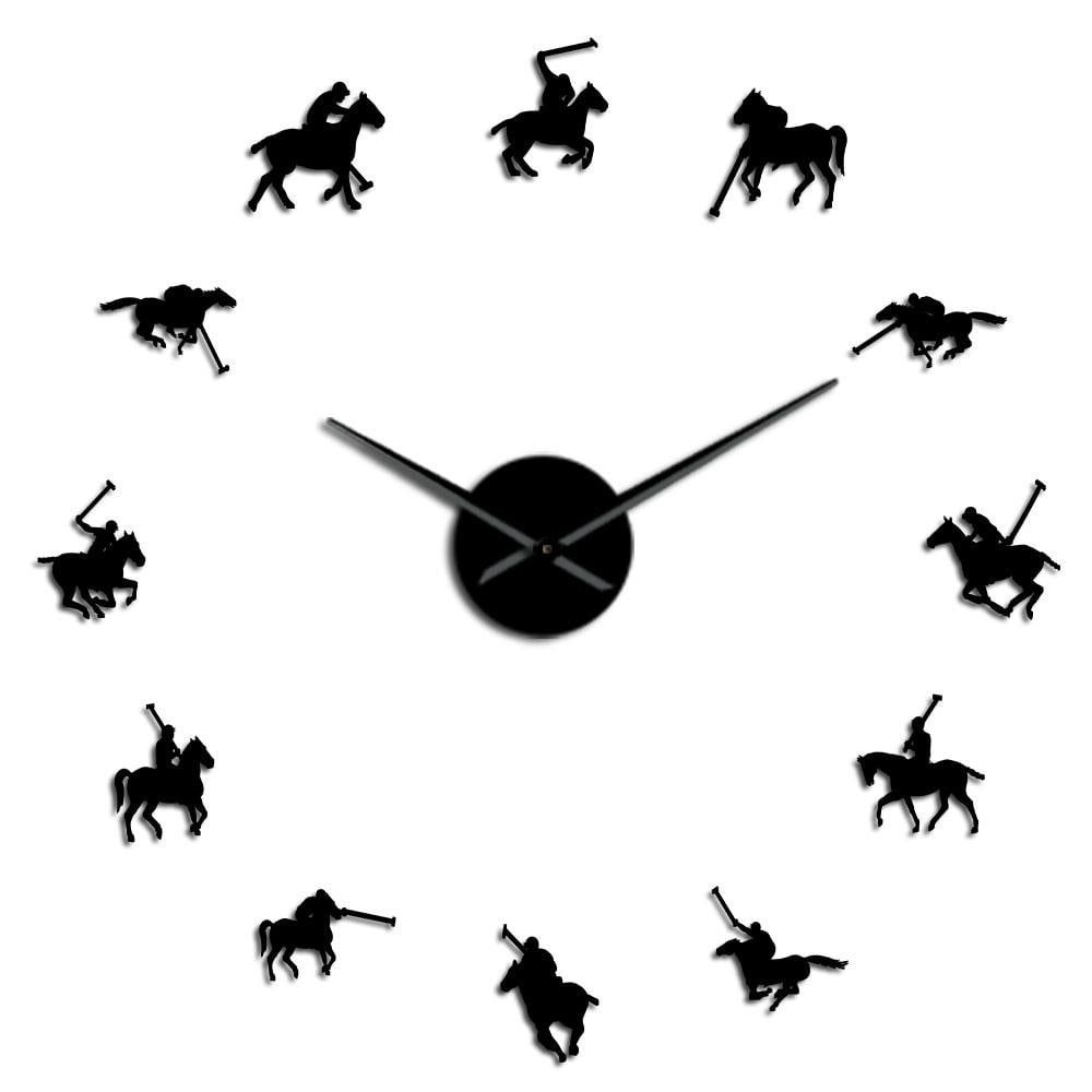 Riding Silhouette Frameless Wall Clock Stickers, DIY Modern Decorative ...