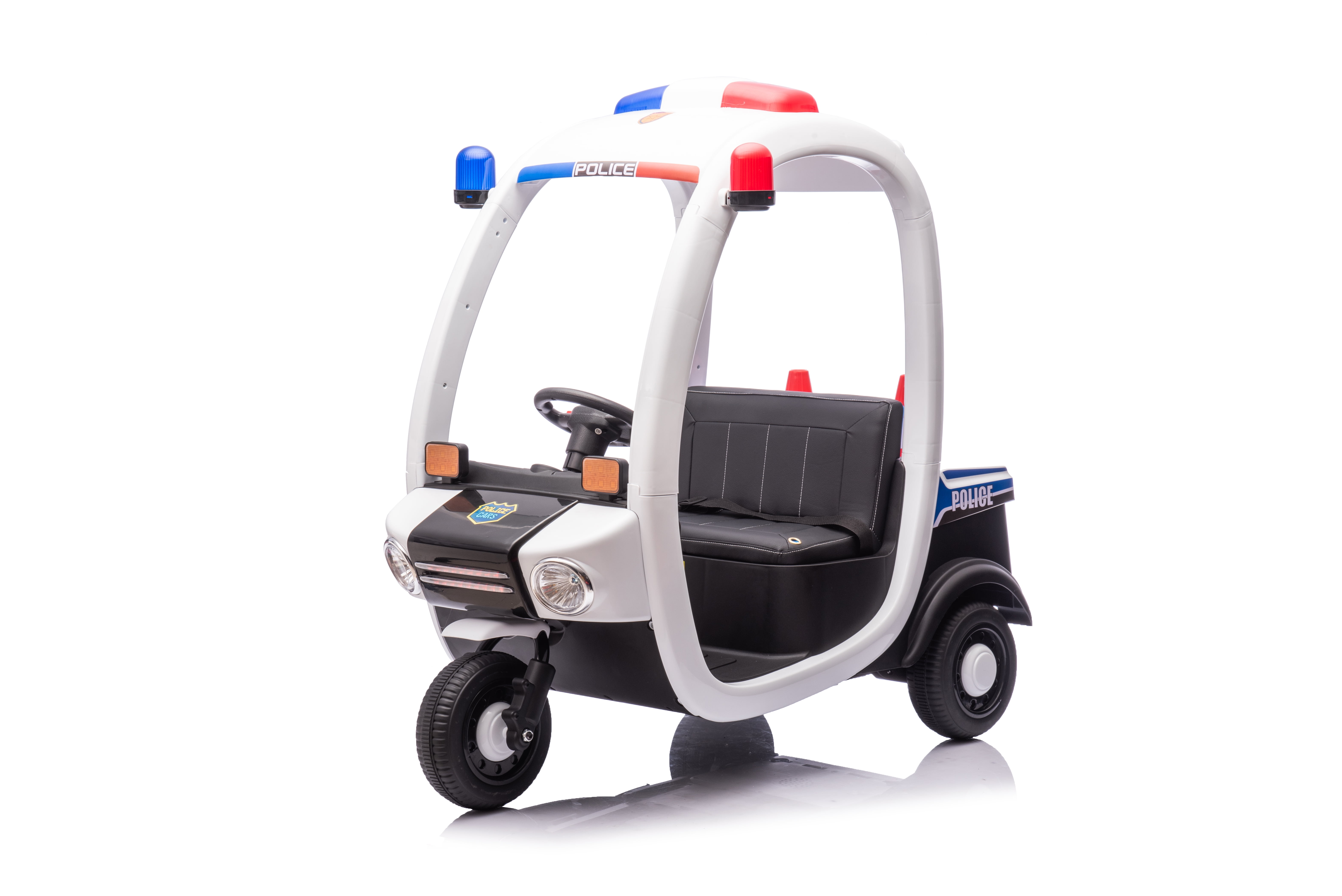 Riding Toys 12V electric three wheeled 's box car, police car, 2-seater ...