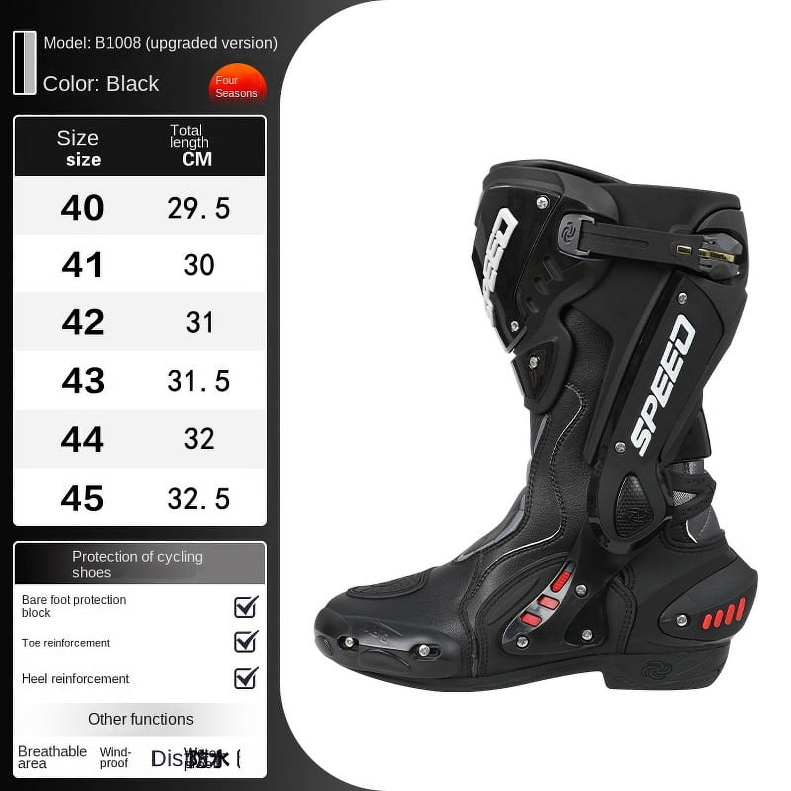 Riding Tribe-Professional Motorcycle Riding Boots Biker shoes,Black,9 ...