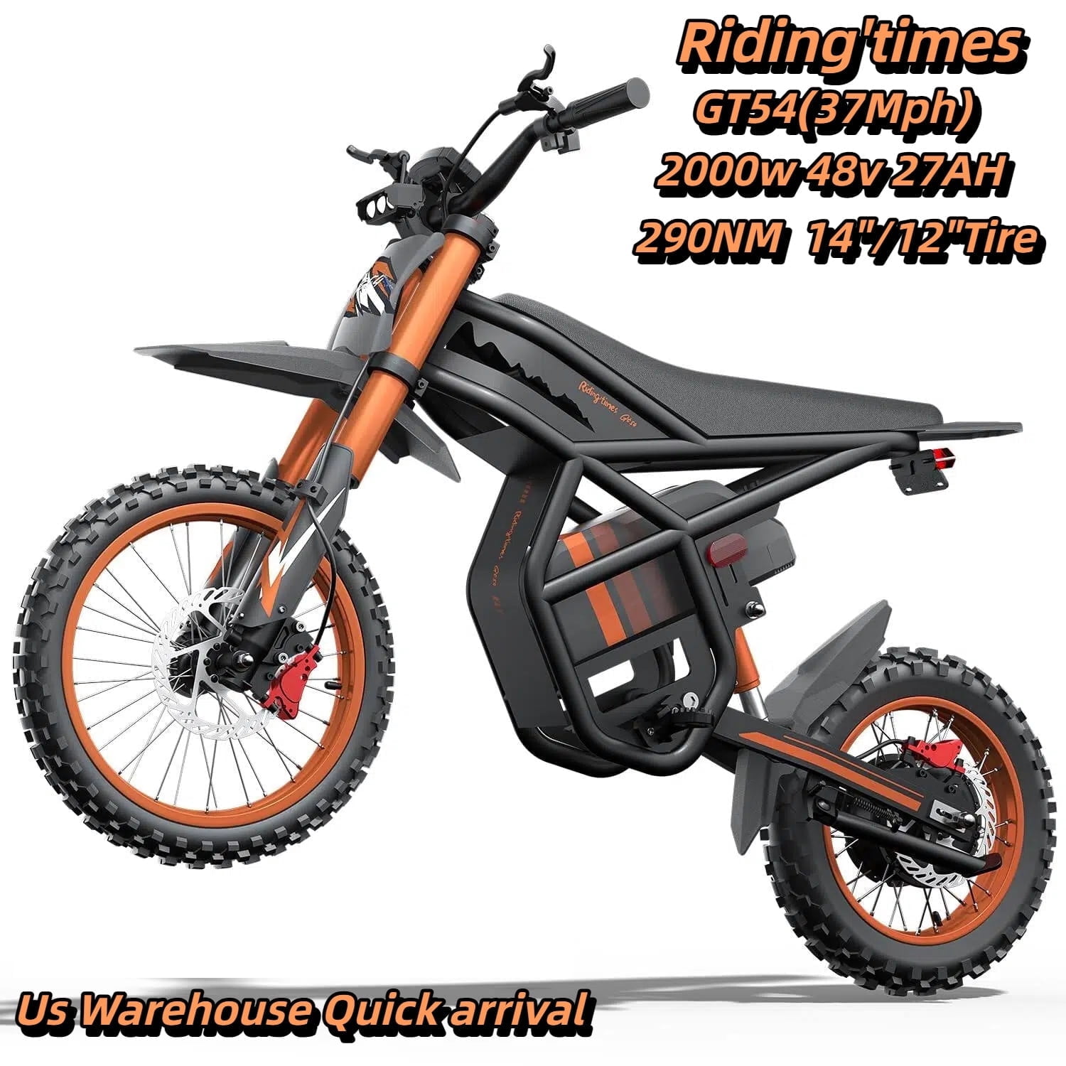 Riding'times GT54 Electric Dirt Bike for Teens Adults,48V 27AH 37MPH ...