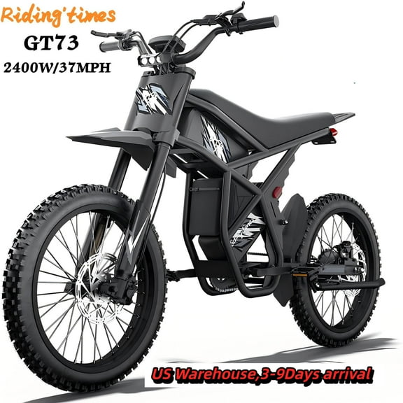 Riding'times GT73 Pro Electric Dirt Bike 2400W Motor 37MPH 85-Mile Range 25" Off-Road Tires ...