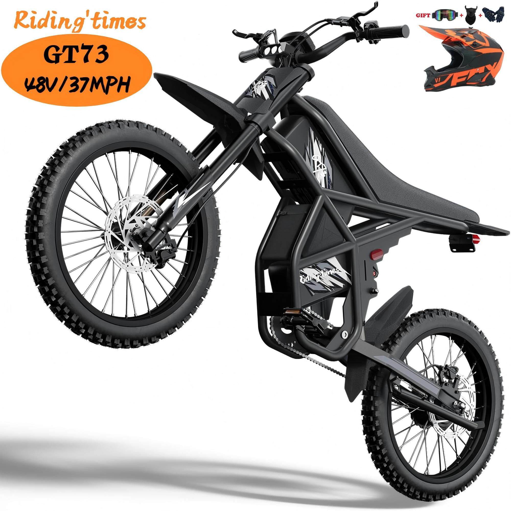 Ridingtimes GT73 Electric Motorbike 2400W 48V 18.2AH*2 Electric BIKE with 25" tires digital ...