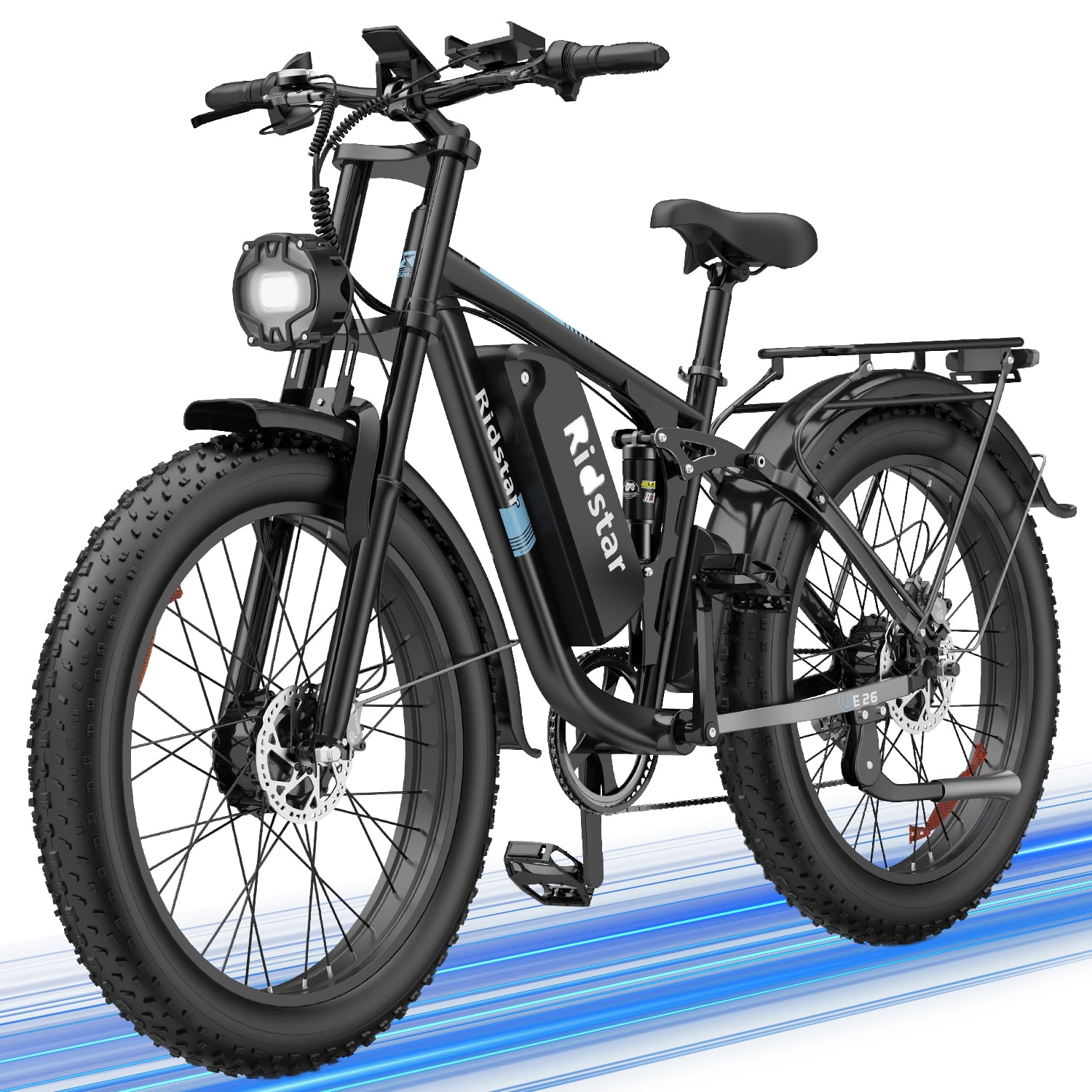 Ridstar 2000W Dual Motor Mountain Bike,48V 23Ah Removable Battery 31mph Electric Motorcycle，26 ...