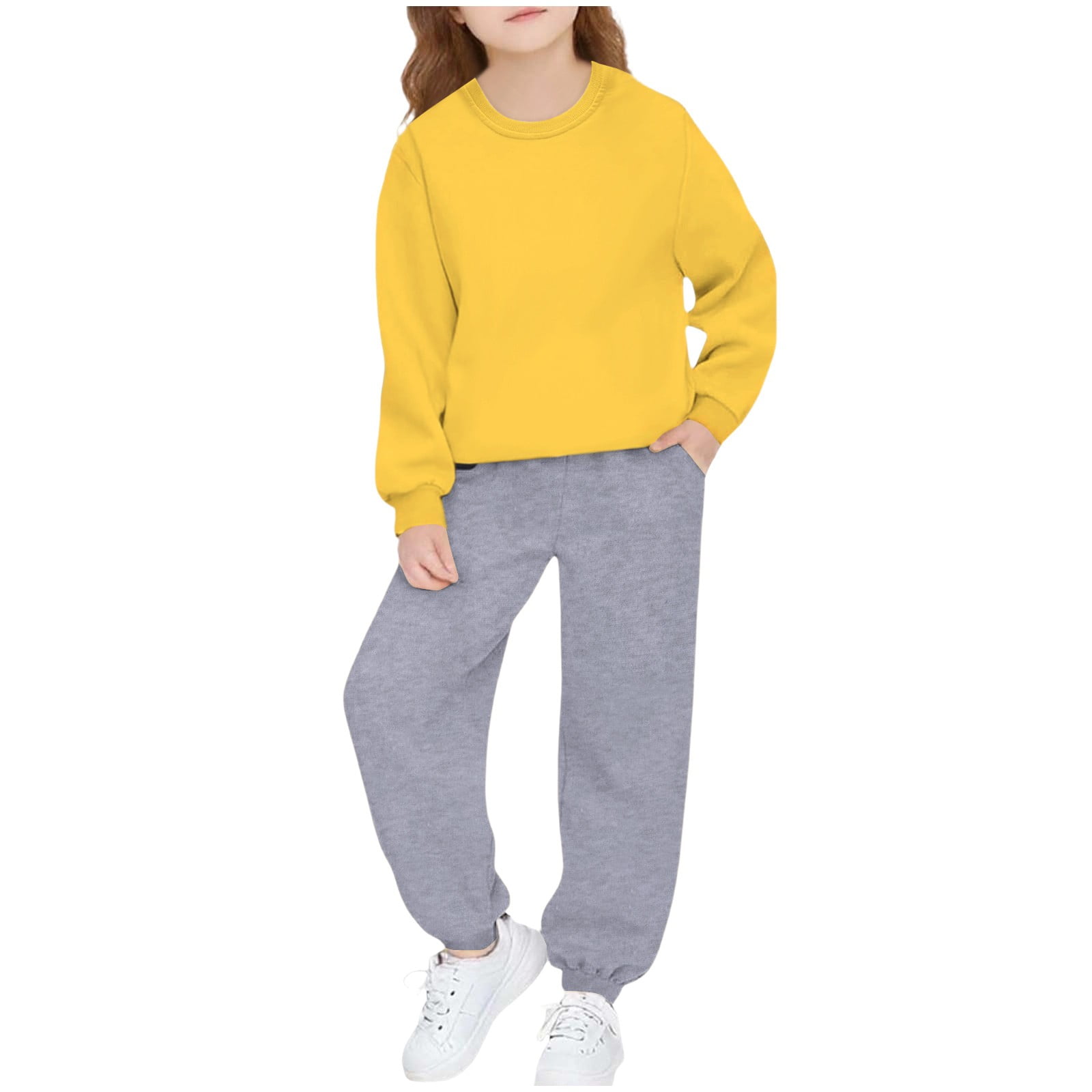 Riecok Big Girls Sweatsuit Sets Hooded Long Sleeve Sweatshirts and ...