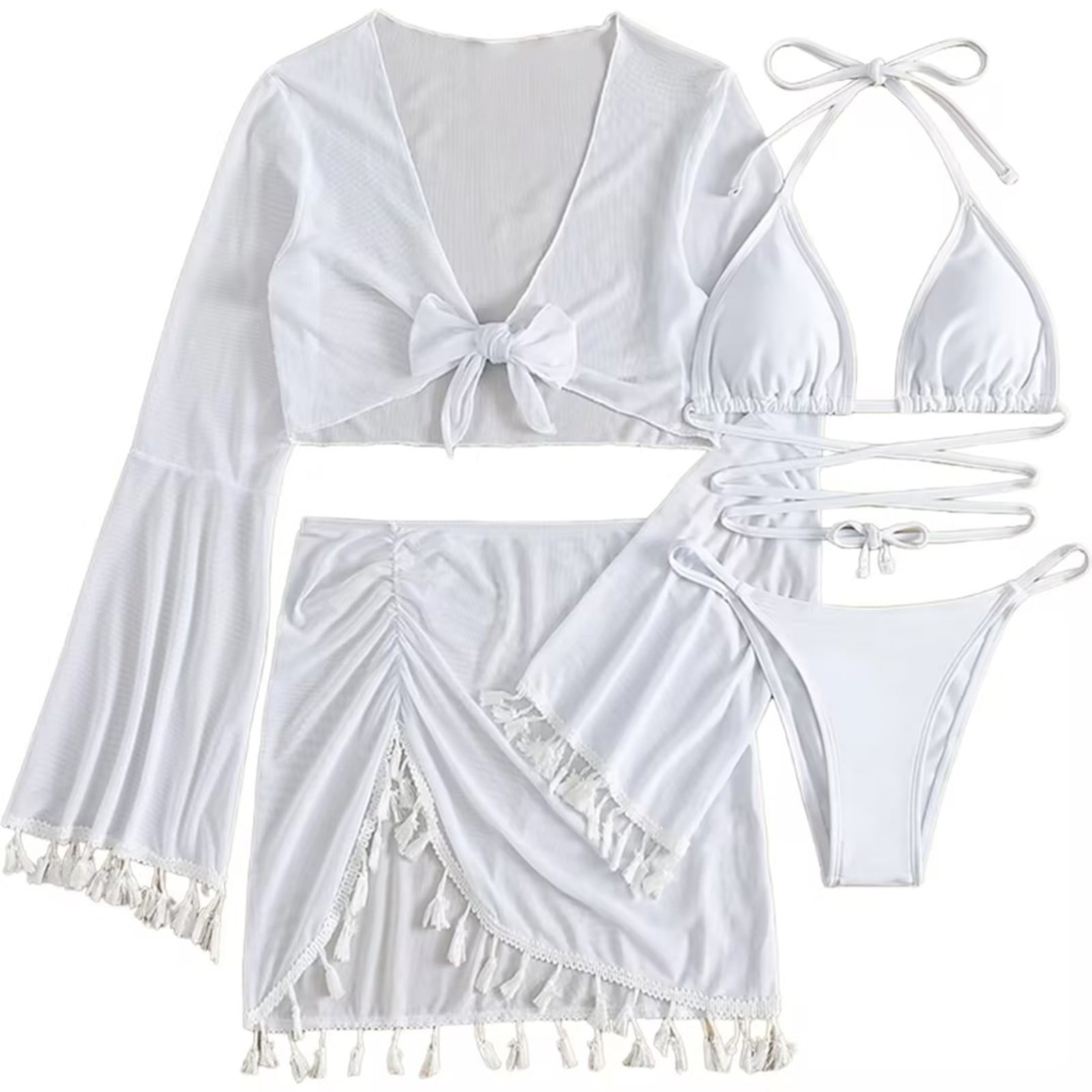 Riecok Bikini Swimsuits for Women Bathing Suits Solid Swim Suit with ...