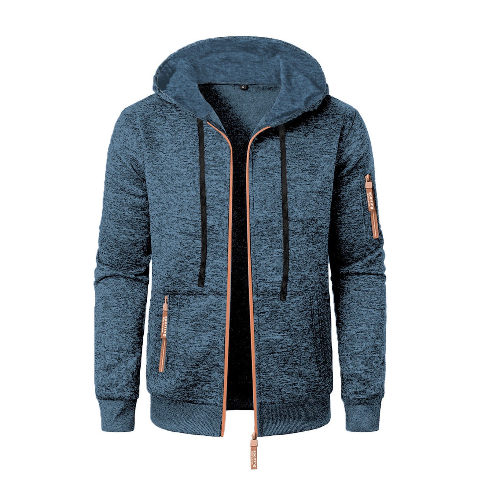Riecok Coats for Men with Hood Long Sleeve Zip up Solid Color Coats ...