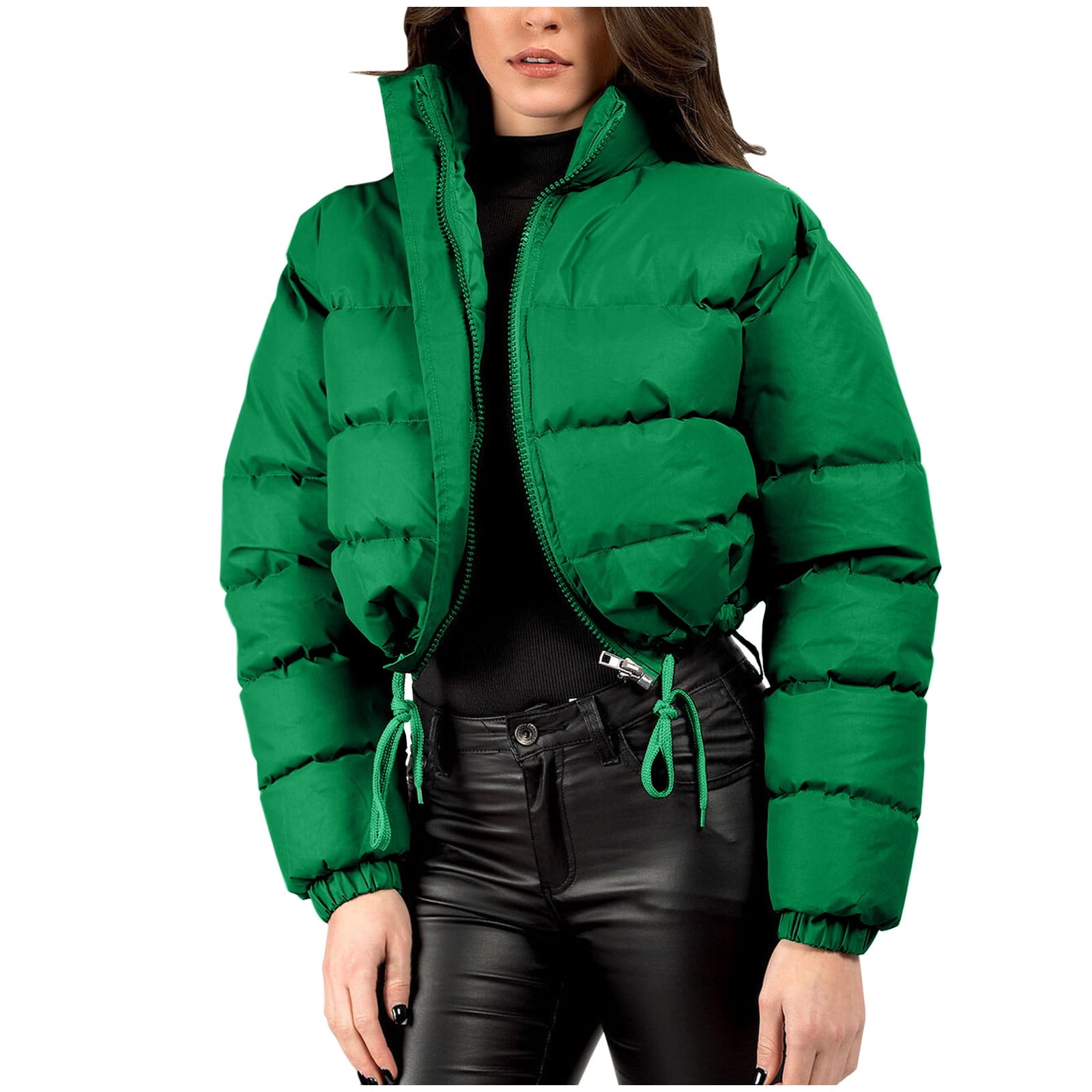 Riecok Cropped Jackets Women Lightweight Long Sleeve Jackets Quilted ...