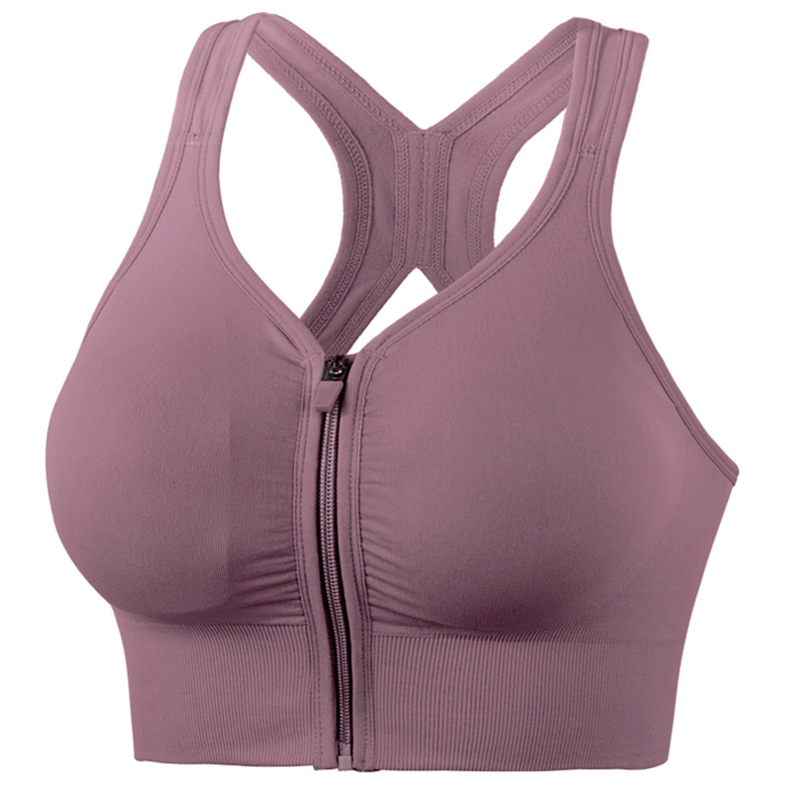 Riecok Front Zip Bras for Women Plus Size Wireless Cross Back Bras with ...